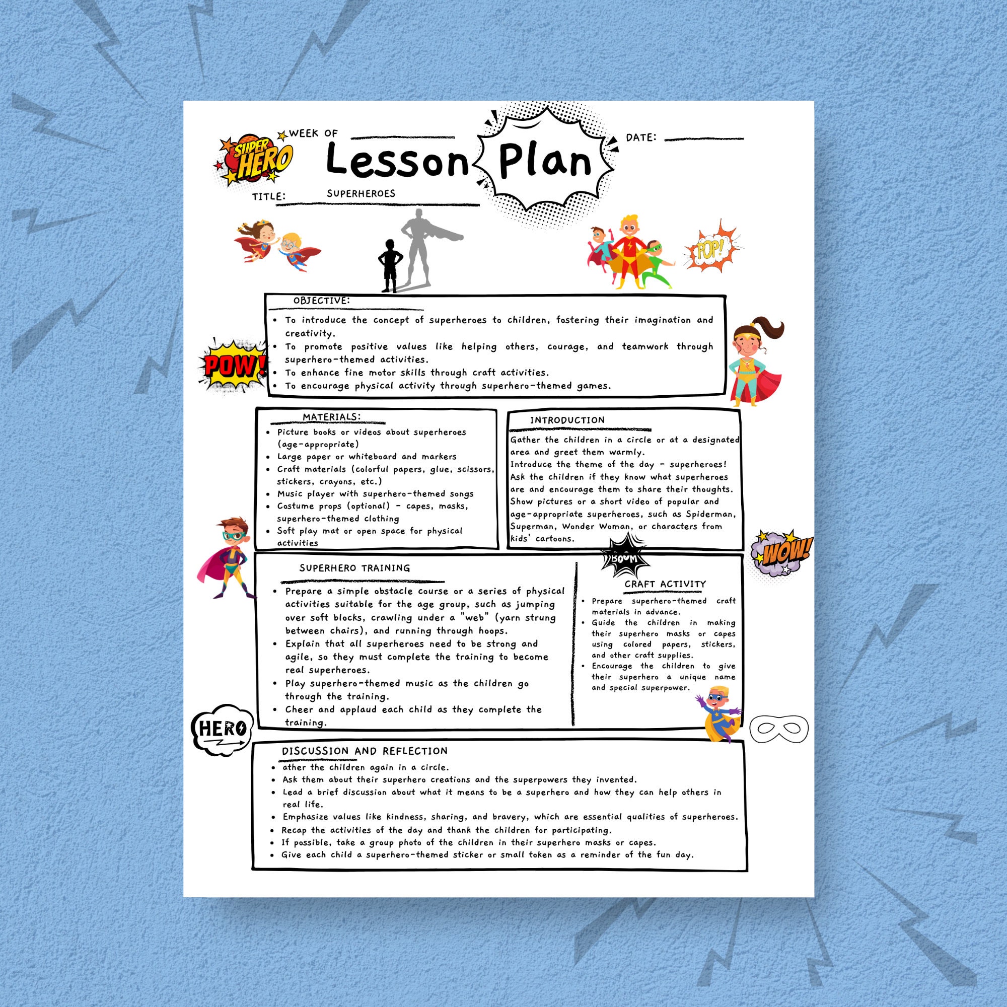 Superheroes Themed Lesson Plan for Preschoolers - Etsy