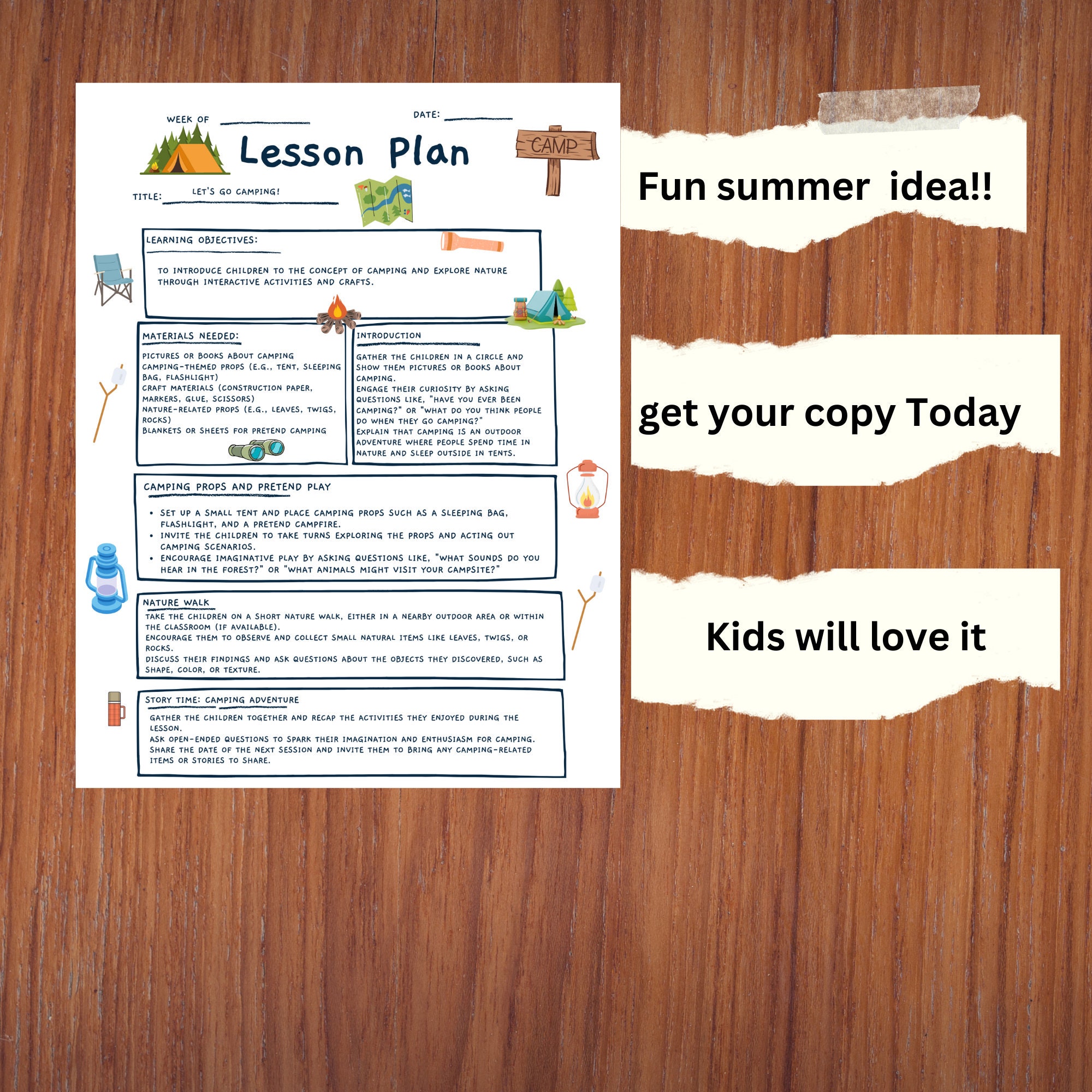 Nature's Little Explorers: Preschool Camping Adventures - Etsy