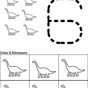 Dinosaurs Number Tracing and Color Practice Printable/preschool/daycare ...