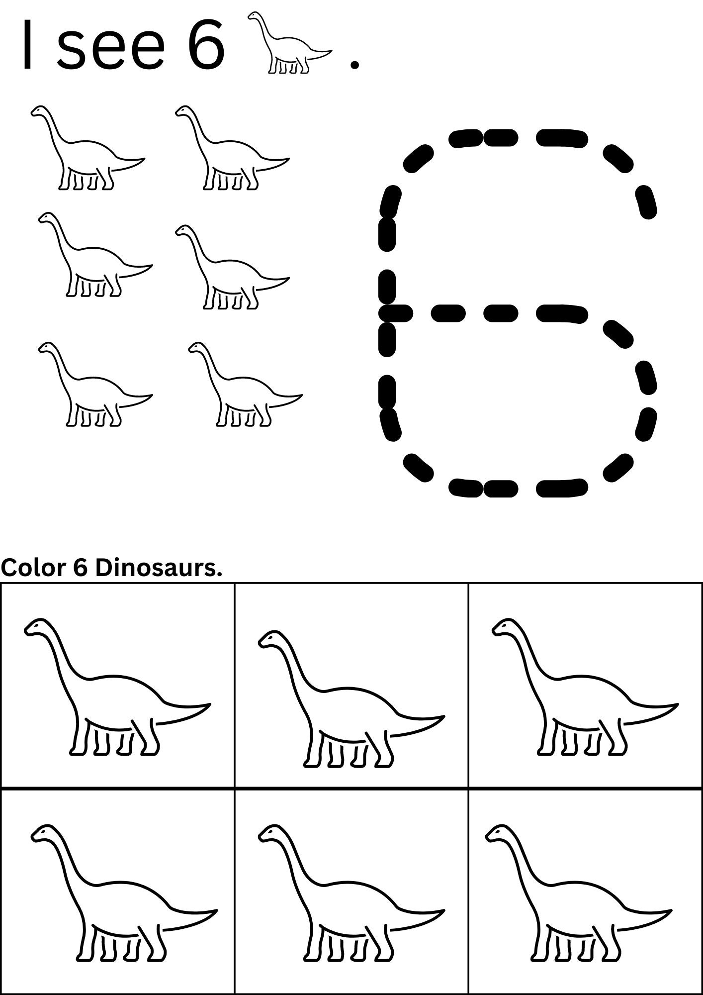 Dinosaurs Number Tracing and Color Practice Printable/preschool/daycare ...