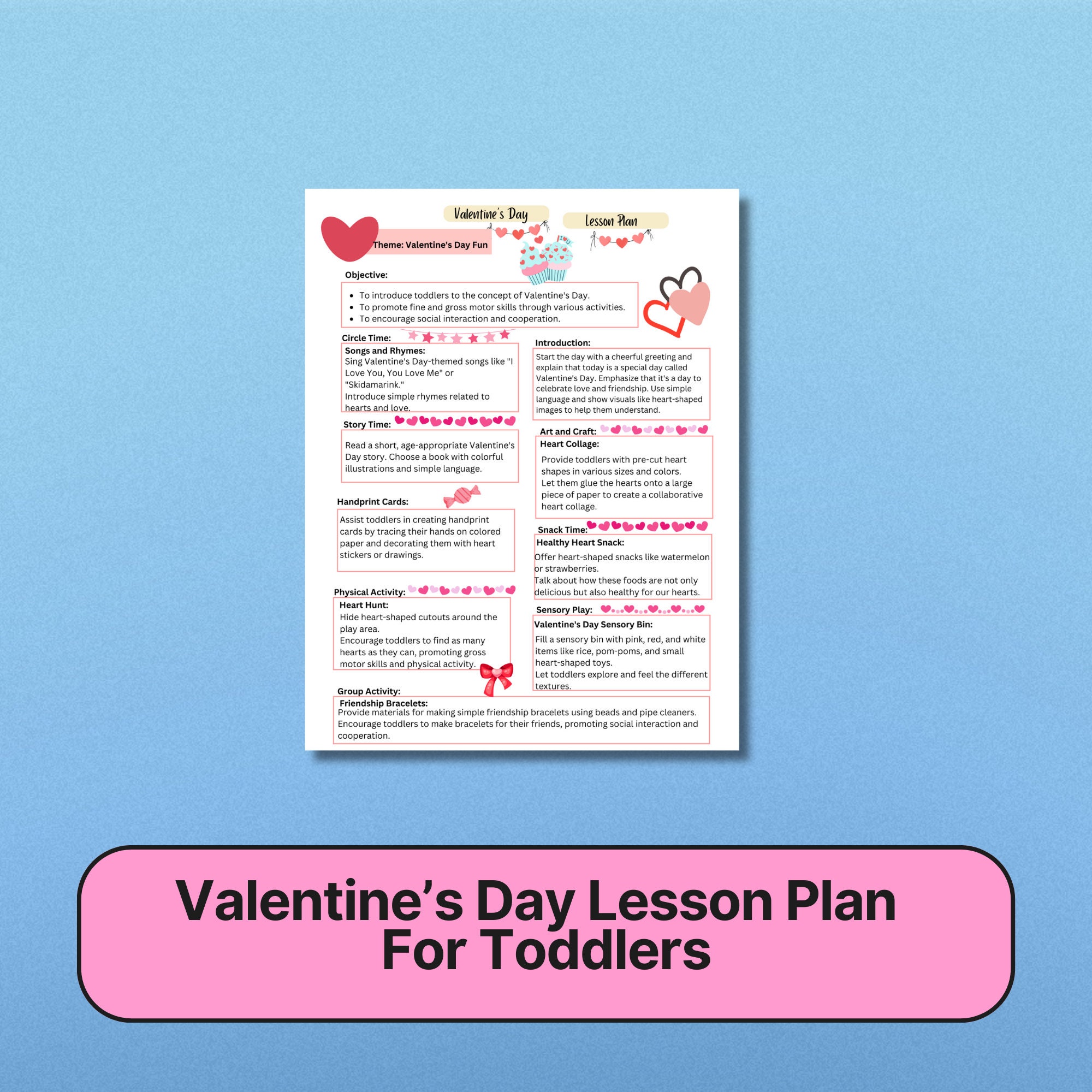 Valentine's Day Themed Lesson Plan for Infants and Toddlers - Etsy