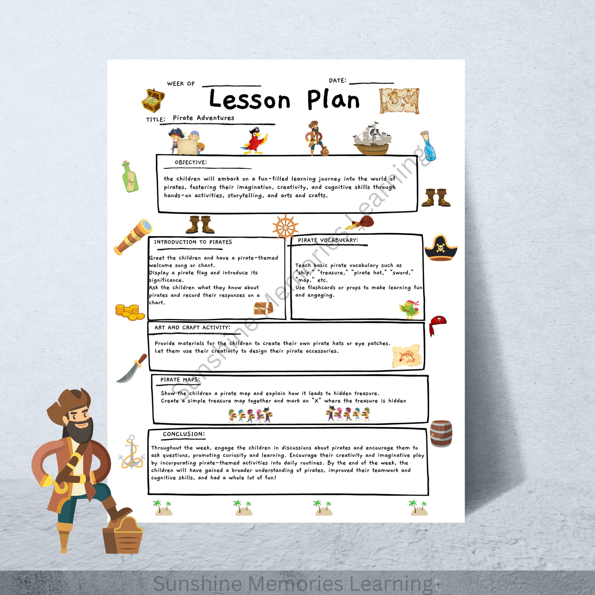 Pirate Lesson Plan for Kids - Etsy