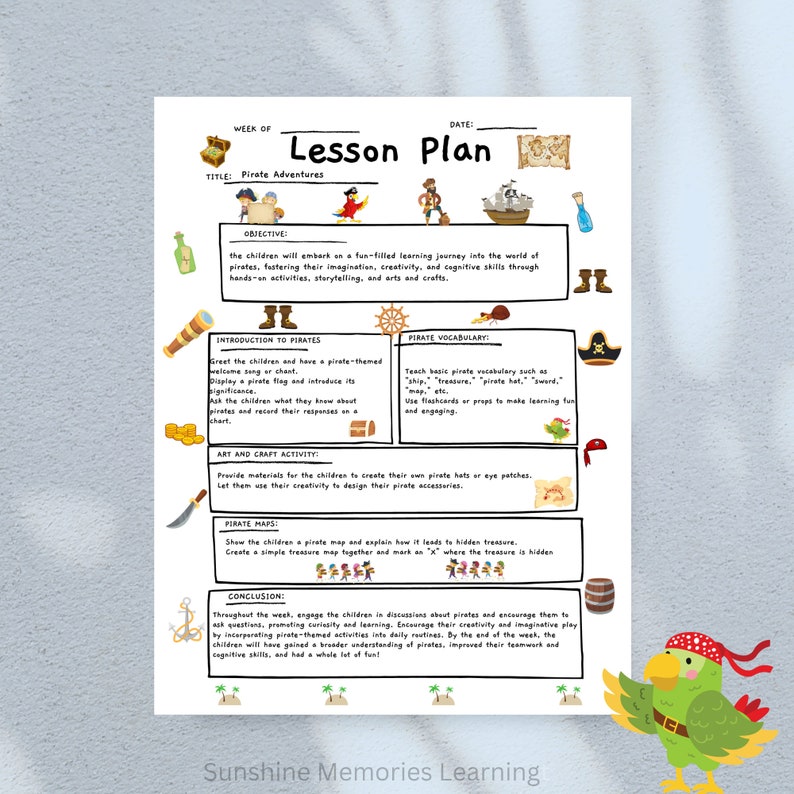 Pirate Lesson Plan for Kids - Etsy
