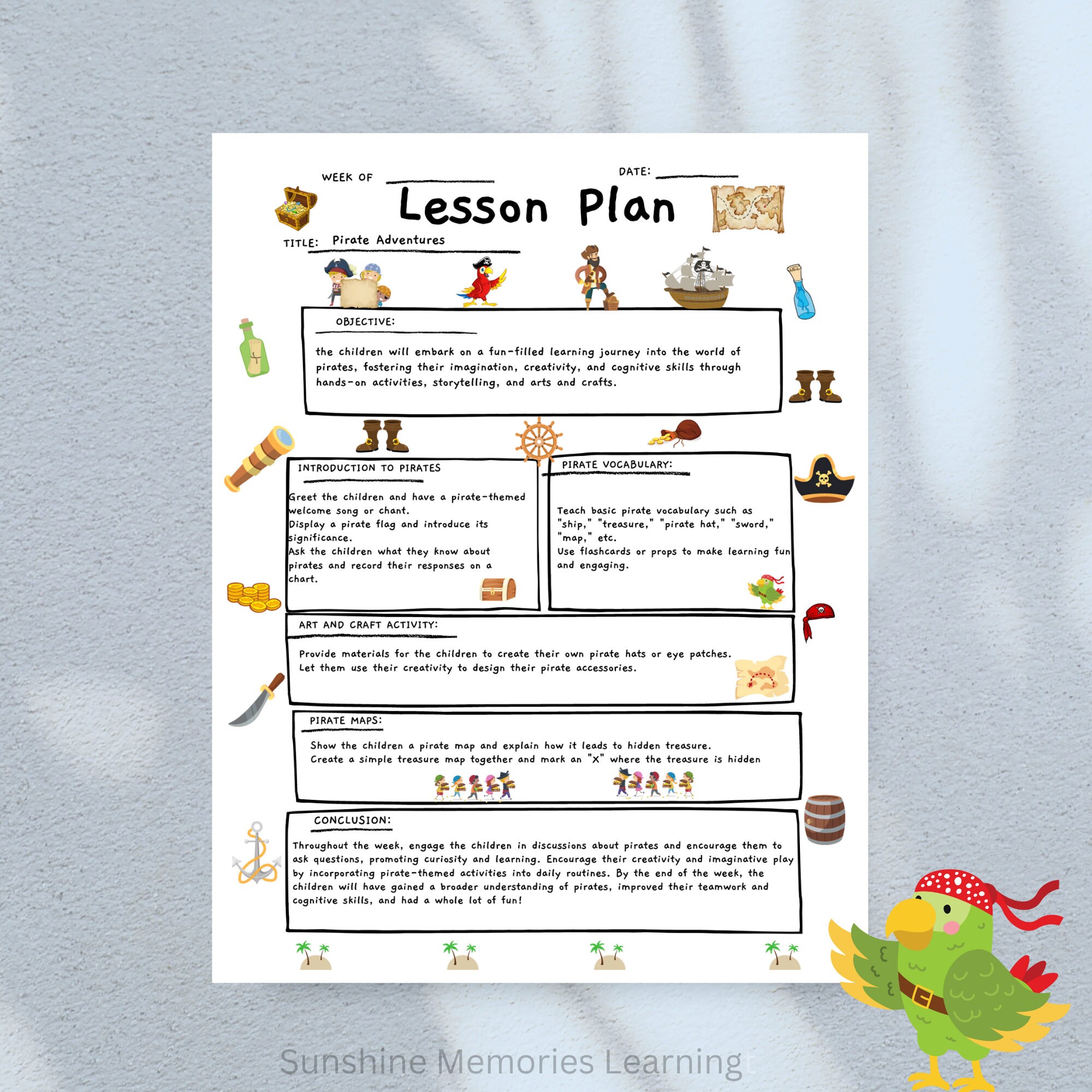 Pirate Lesson Plan for Kids - Etsy