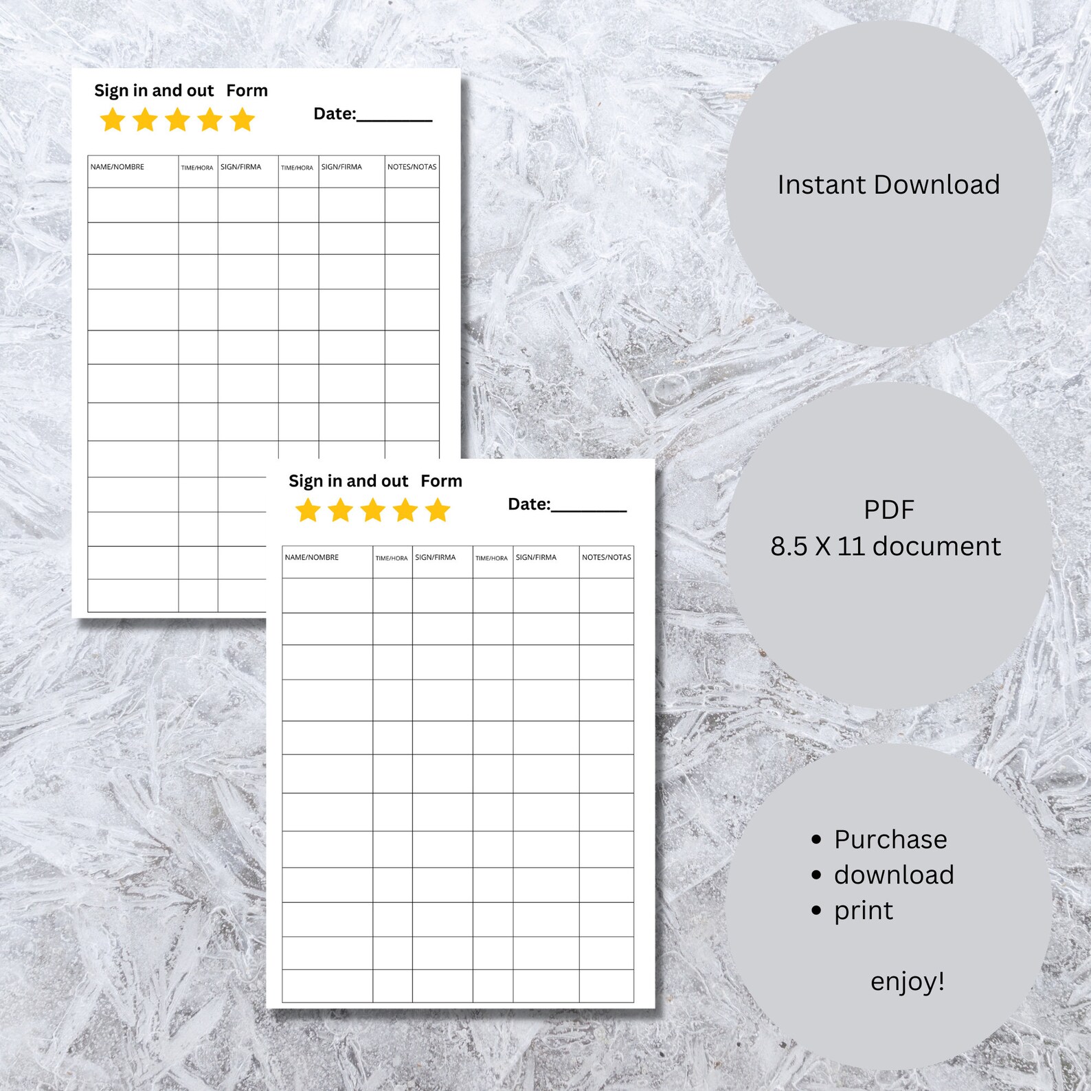 Sign in Sheet Daycare Sign in Sheet Sign in and Out Form - Etsy