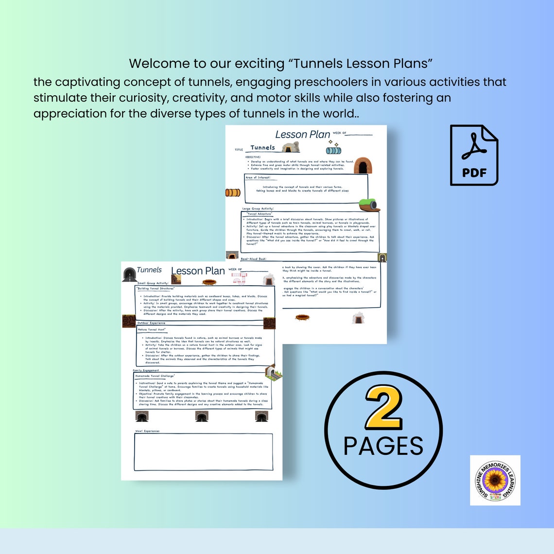 Tunnel Lesson Plan for Preschoolers Aged (2-5) - Etsy