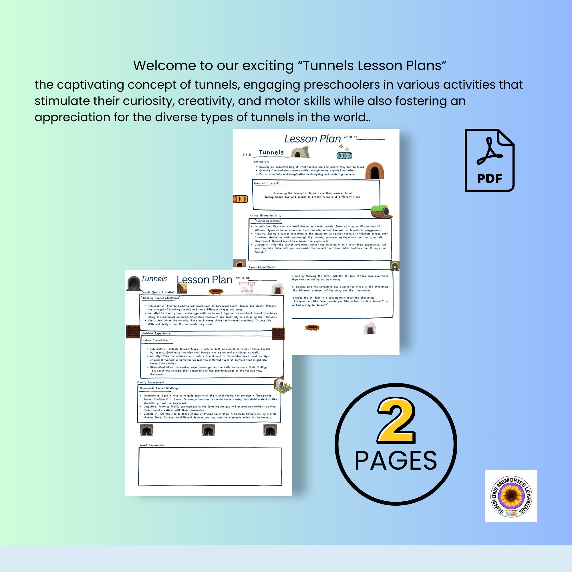 Tunnel Lesson Plan for Preschoolers Aged (2-5) - Etsy