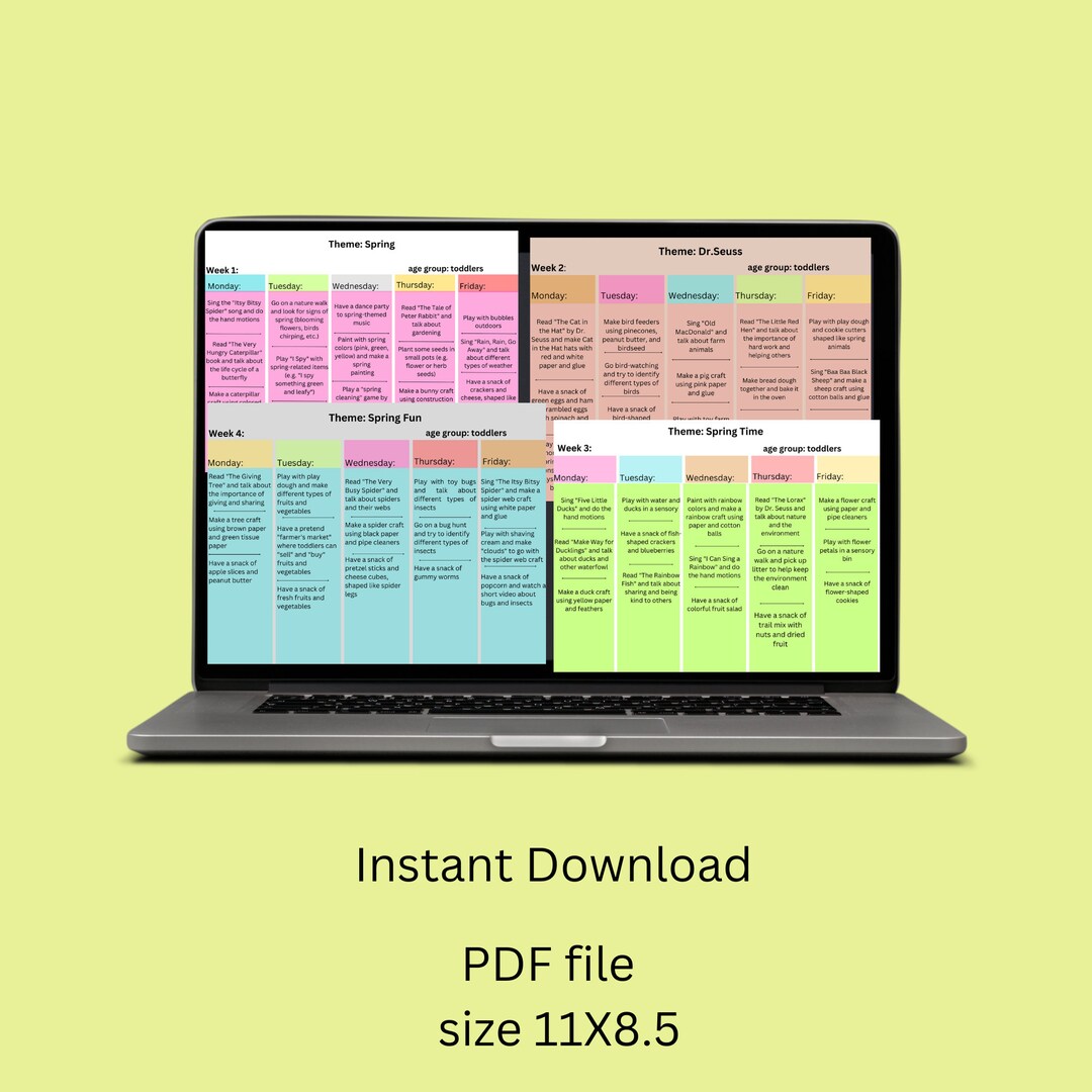 Toddler Complete Lesson Plan for 4 Weeks - Etsy