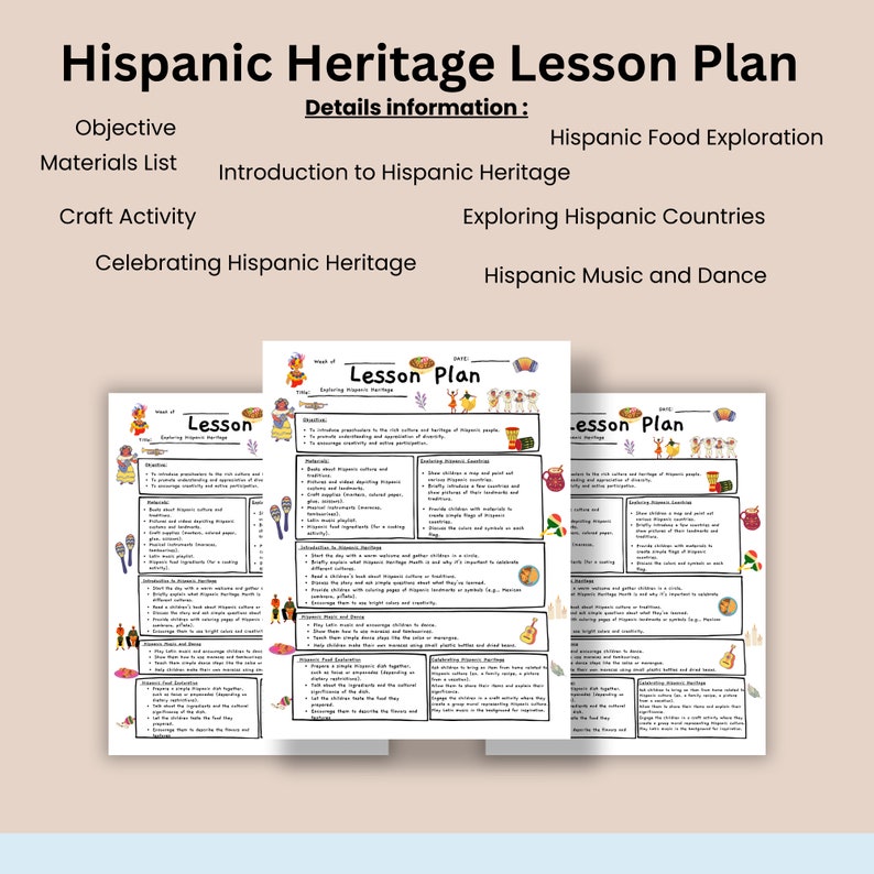 Hispanic Heritage Month Preschool Lesson Plan: Explore Learn - Etsy