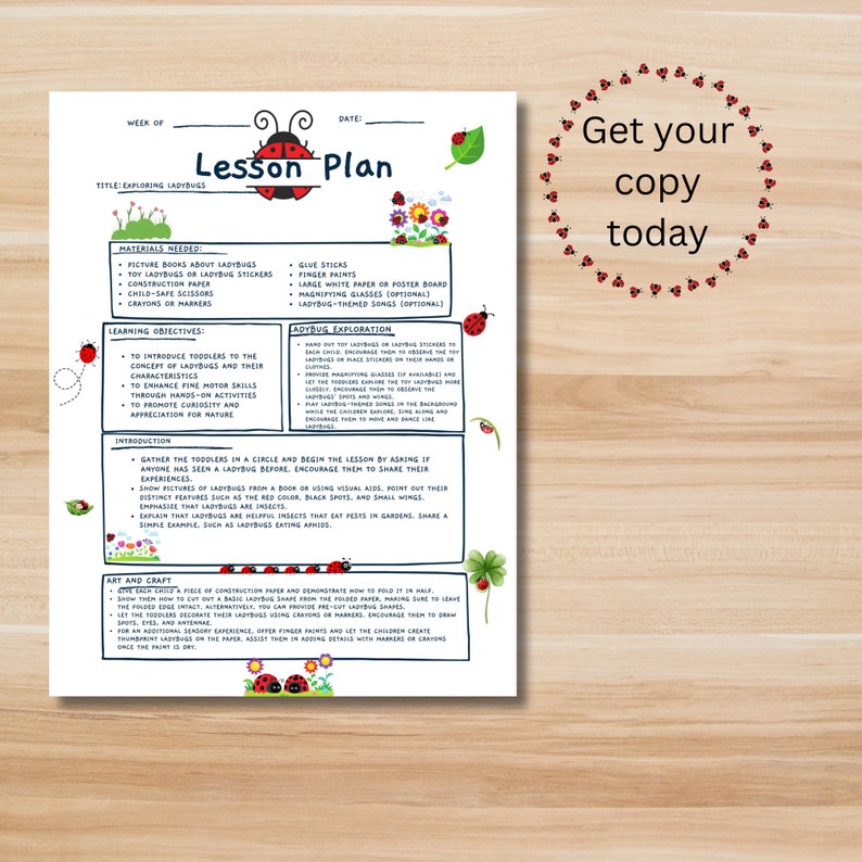 Exploring Ladybugs: Interactive Lesson Plan for Curious Toddlers - Etsy