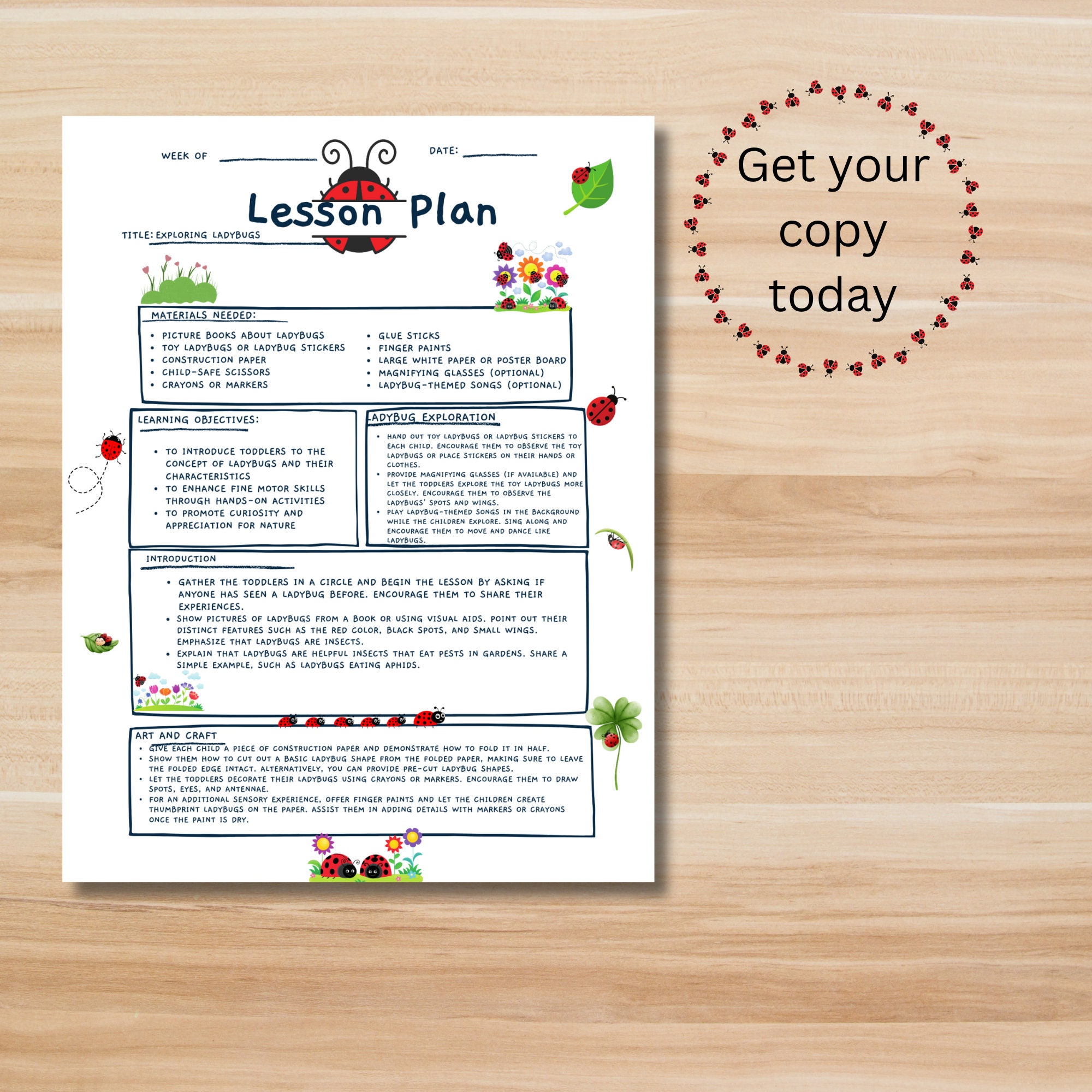 Exploring Ladybugs: Interactive Lesson Plan for Curious Toddlers - Etsy