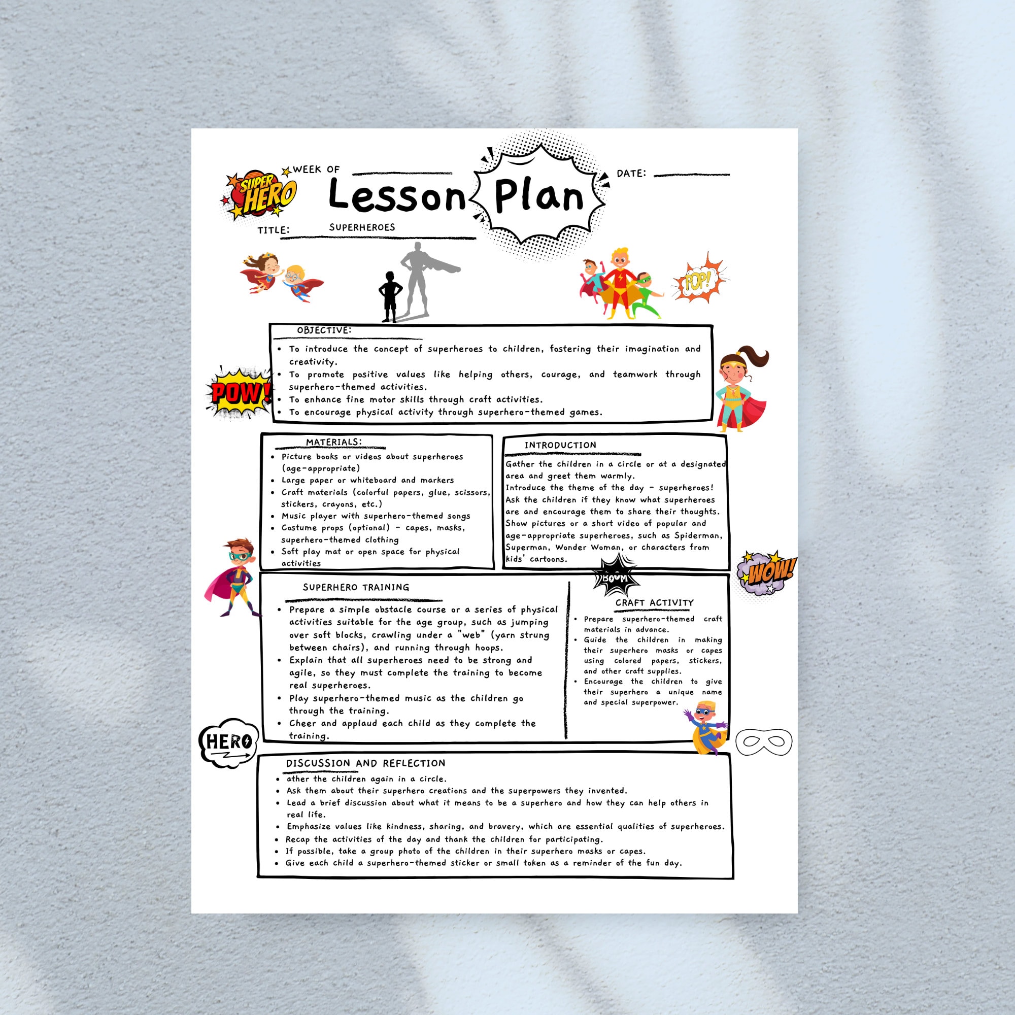 Superheroes Themed Lesson Plan for Preschoolers - Etsy