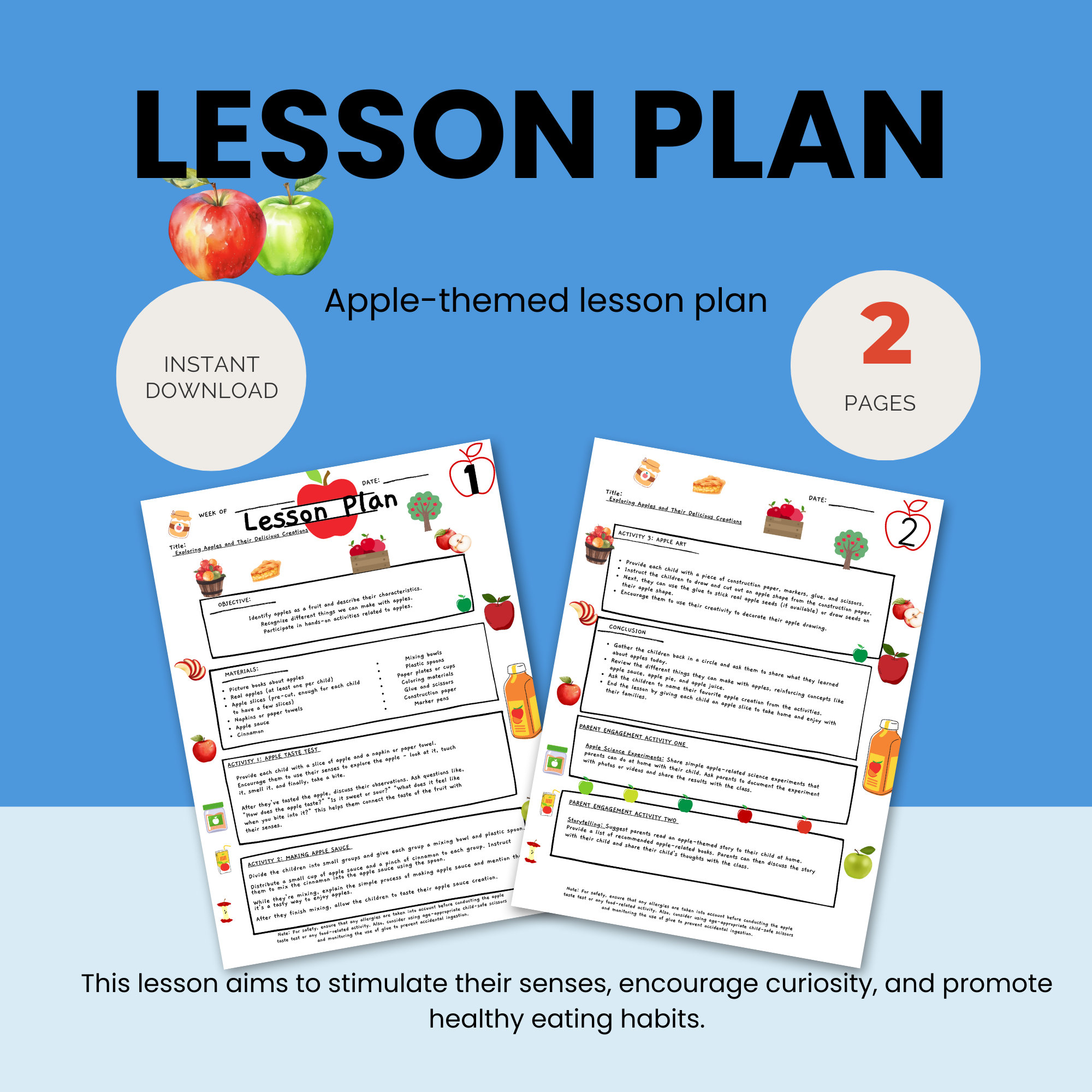Complete Apple-themed Lesson Plan - Etsy
