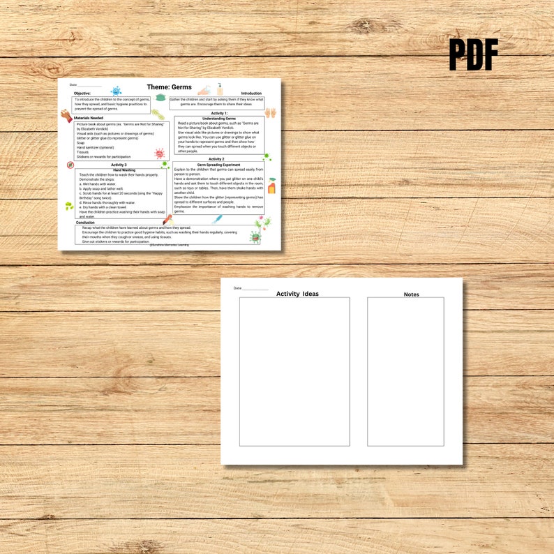 Germ Themed Lesson Plan for Preschoolers Ages 3-5 - Etsy