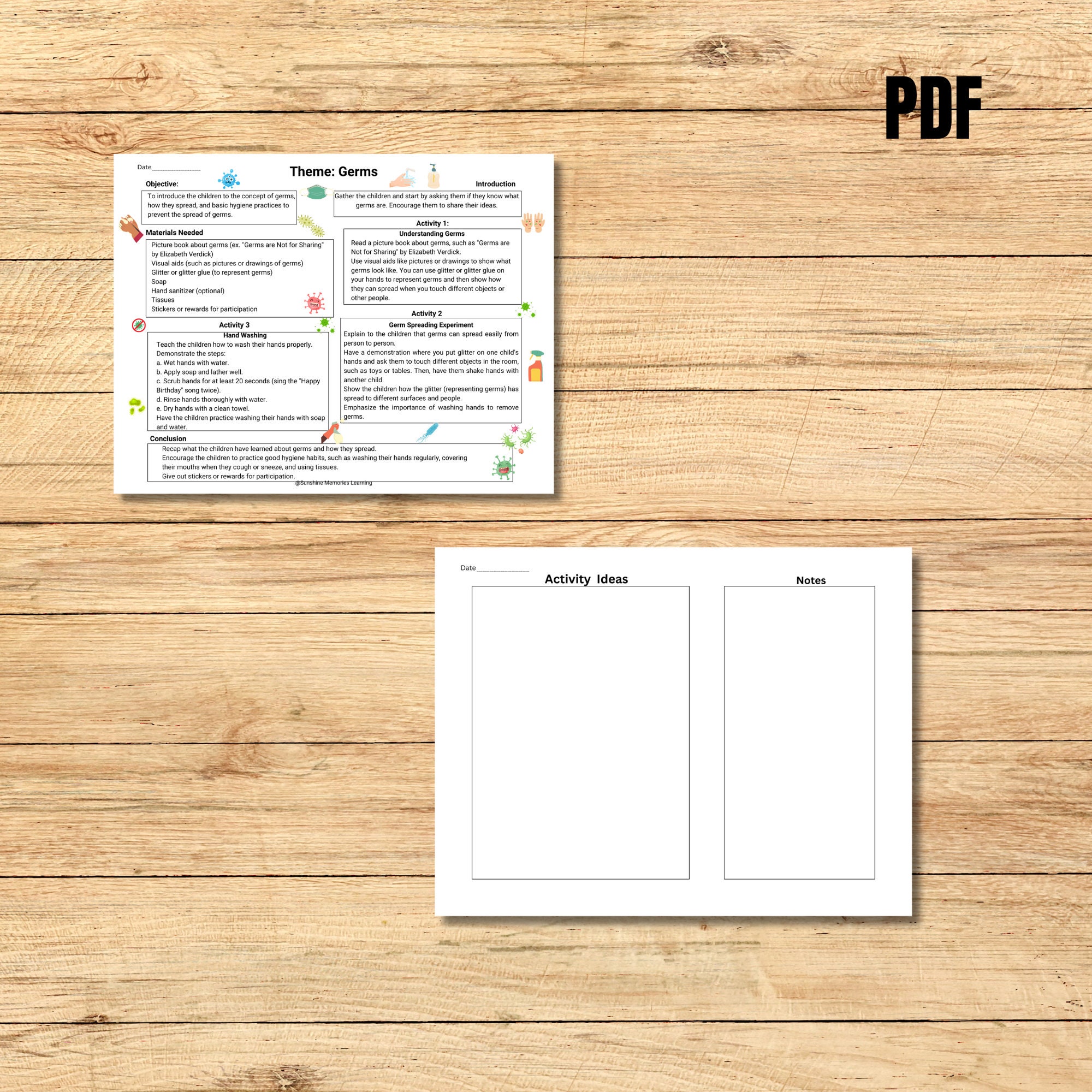 Germ Themed Lesson Plan for Preschoolers Ages 3-5 - Etsy