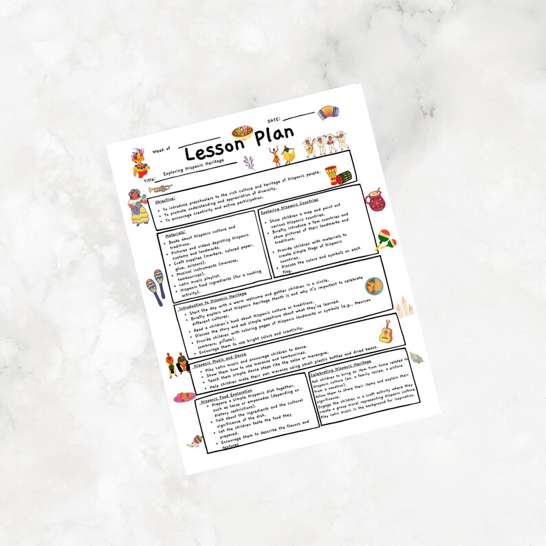 Hispanic Heritage Month Preschool Lesson Plan: Explore Learn - Etsy