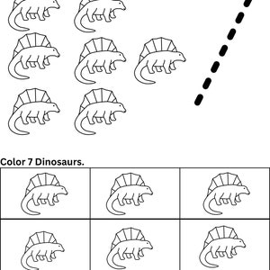 Dinosaurs Number Tracing and Color Practice Printable/preschool/daycare ...