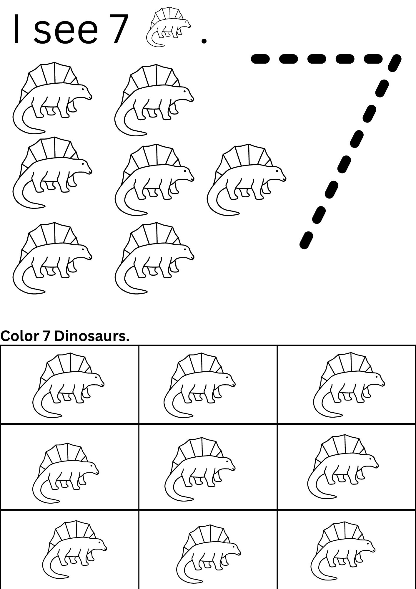 Dinosaurs Number Tracing and Color Practice Printable/preschool/daycare ...