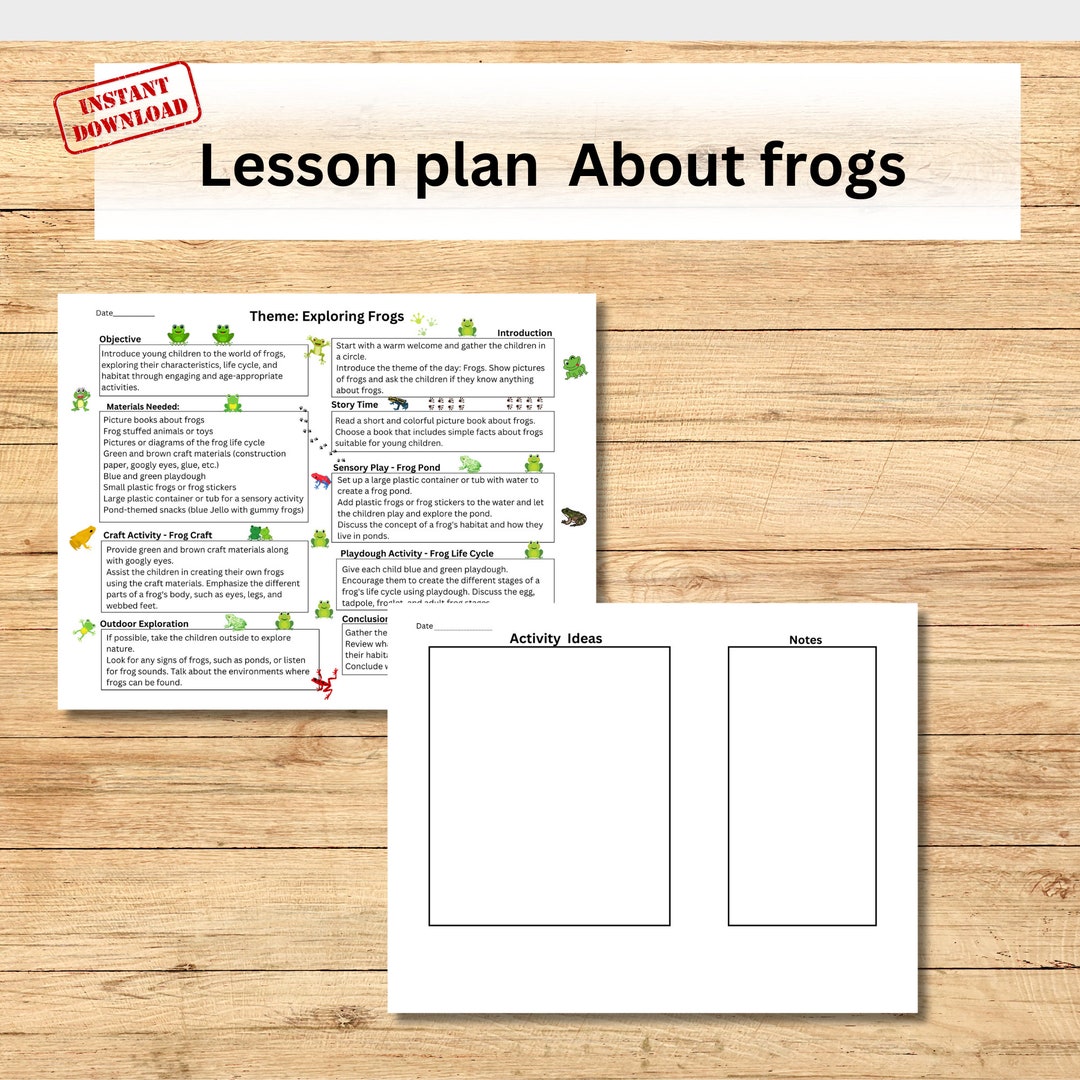 Frog Lesson Plan for Children - Etsy