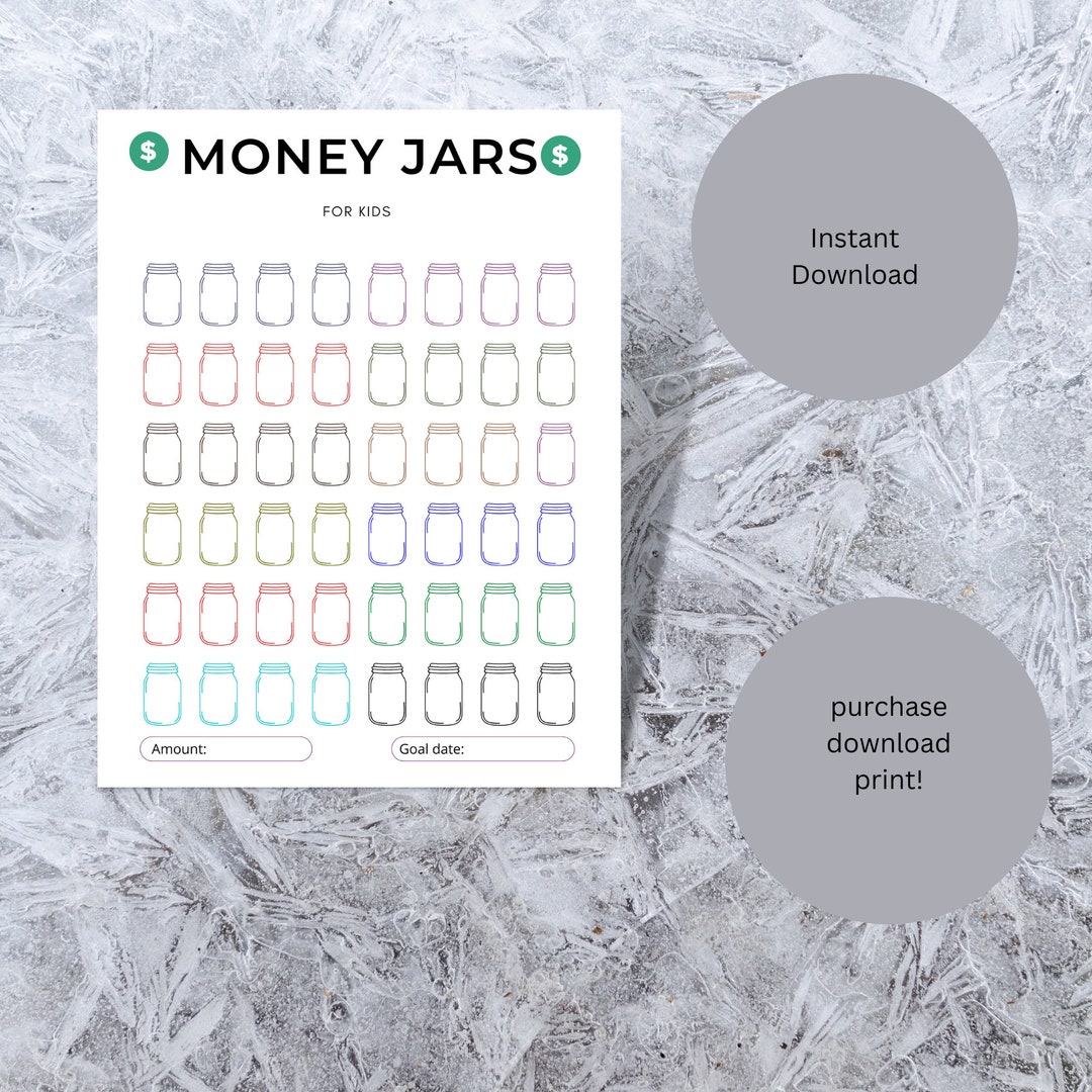 Savings Jar Tracker for Kids/ Printable Savings Challenge/ Kids Savings ...