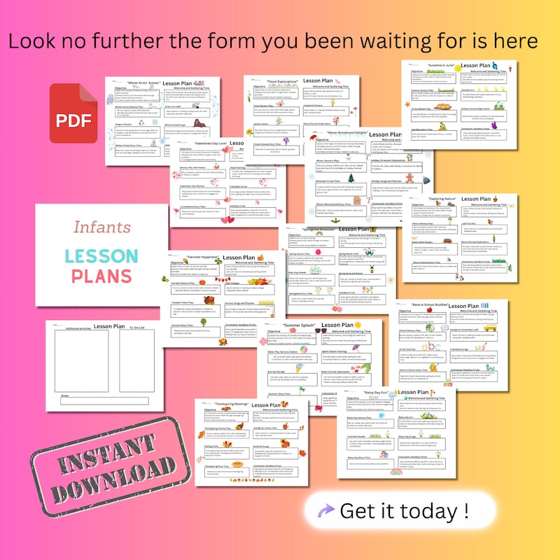 Infant Lesson Plan - Etsy