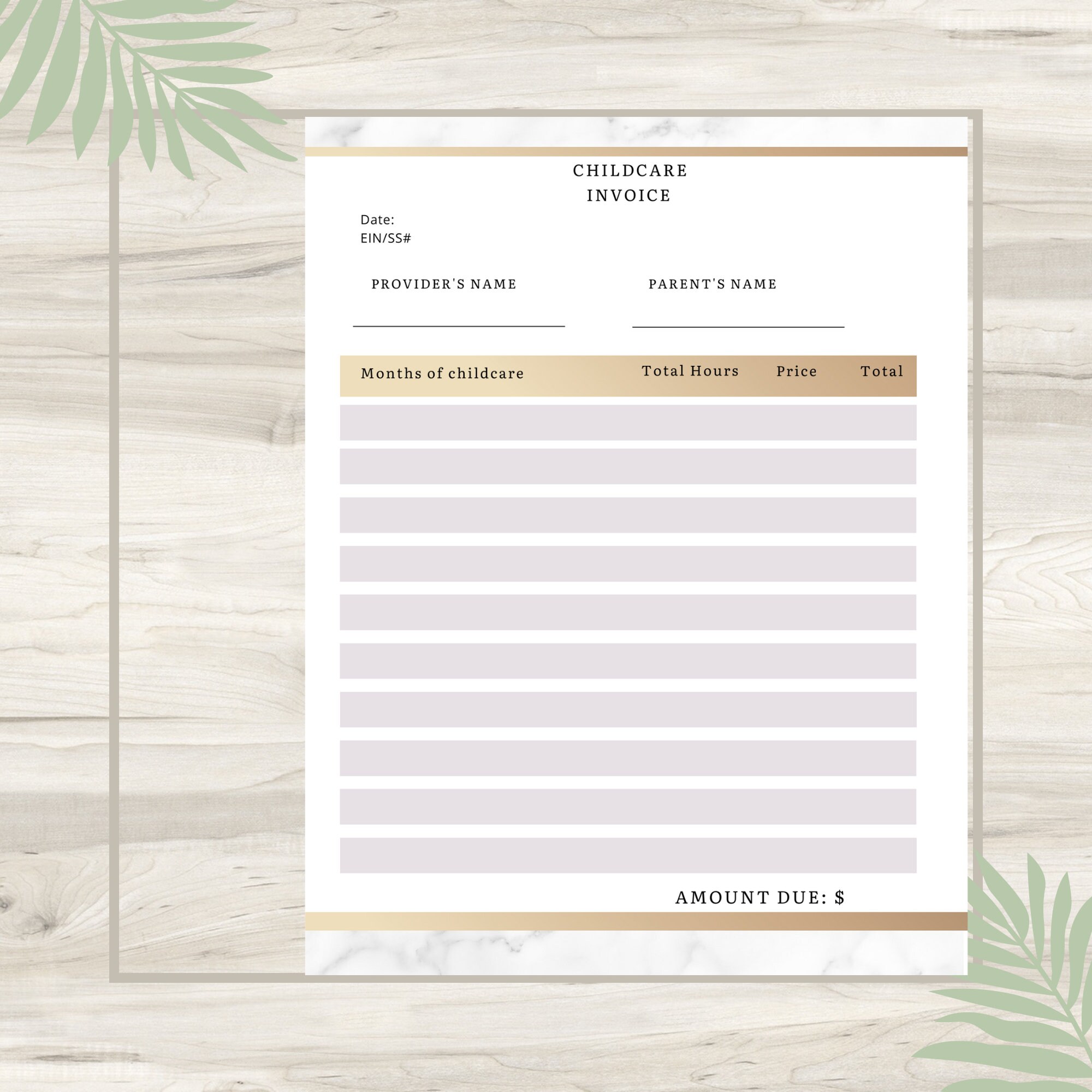 Daycare Tax Statement / End of Year / Tuition Report / for Parents ...