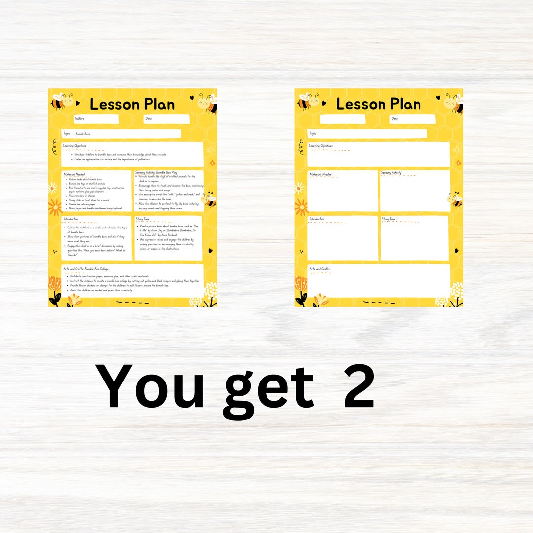 Pre Made Lesson Plans for Toddlers About Bumble Bees - Etsy
