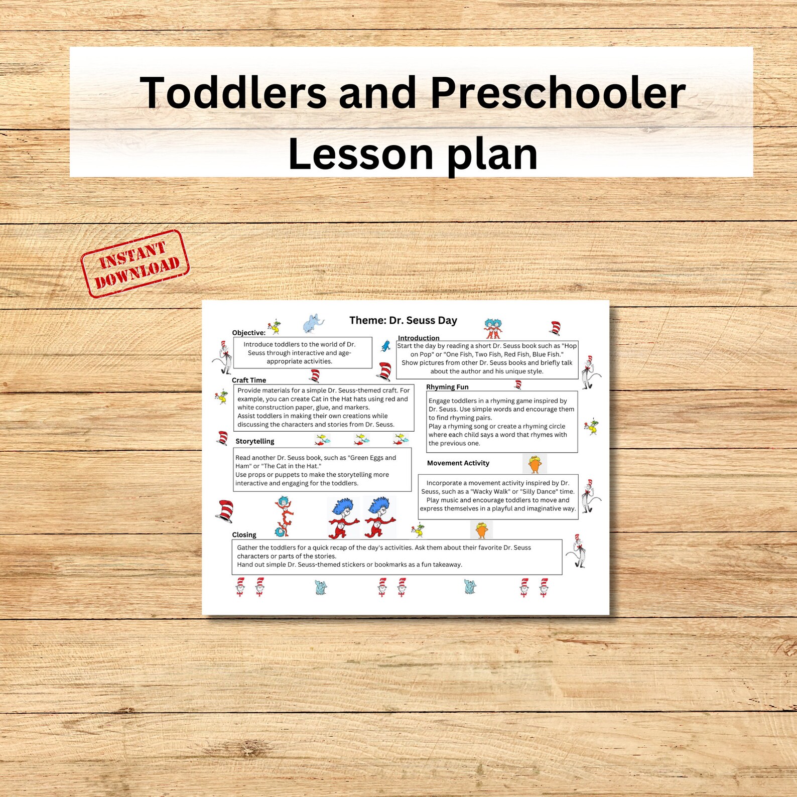 Dr Seuss Bundle Lesson Plan for Infants, Toddlers and Preschoolers - Etsy