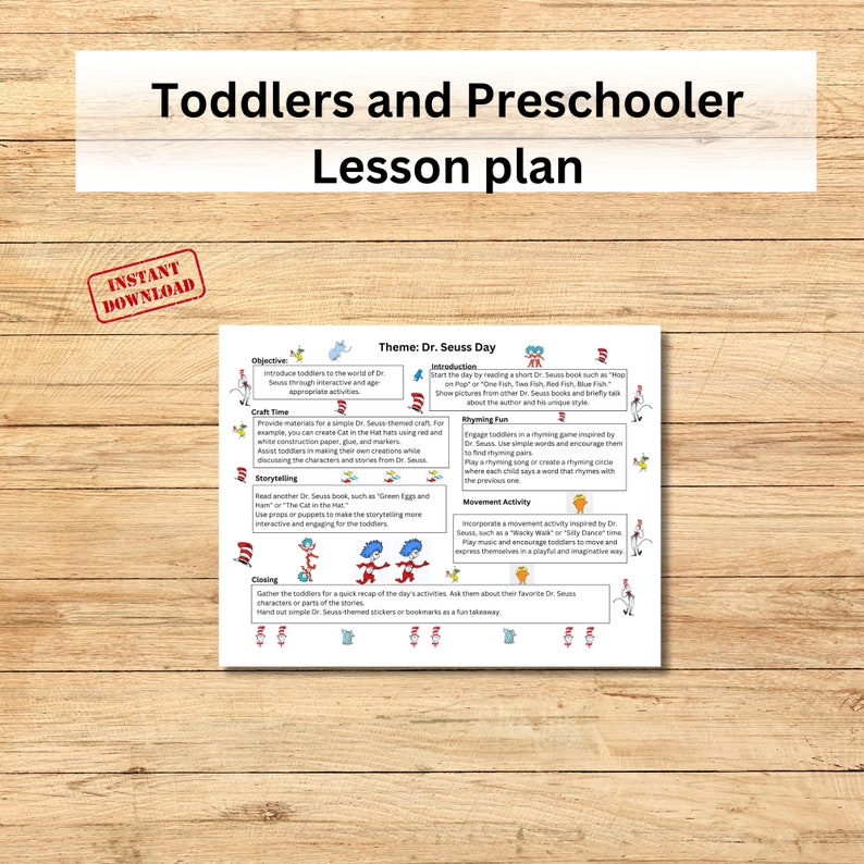 Dr Seuss Bundle Lesson Plan for Infants, Toddlers and Preschoolers - Etsy