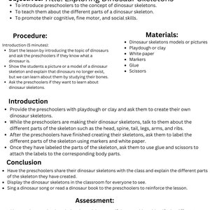 5 Dinosaur Theme Lesson Plan Printable Worksheets, Toddler, Preschool ...