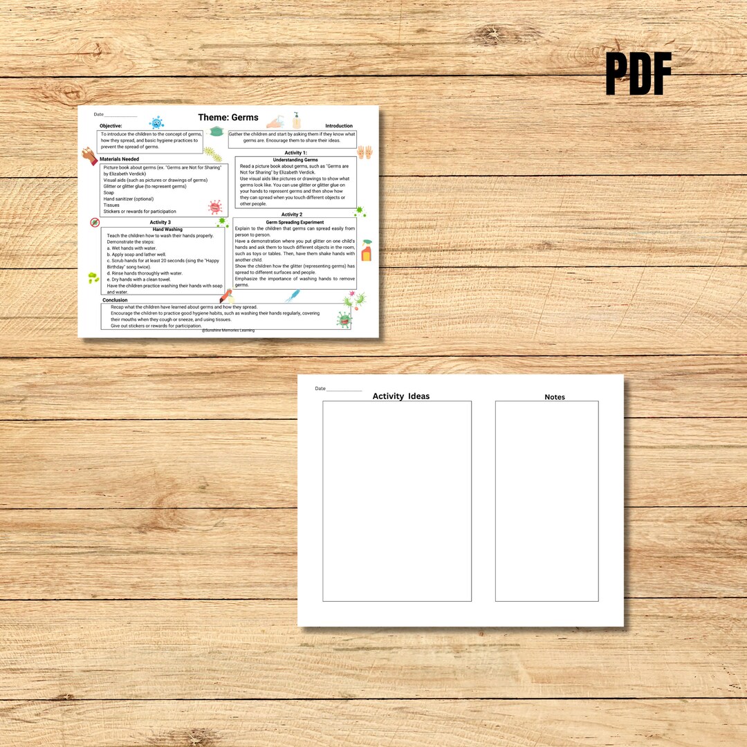 Germ Themed Lesson Plan for Preschoolers Ages 3-5 - Etsy