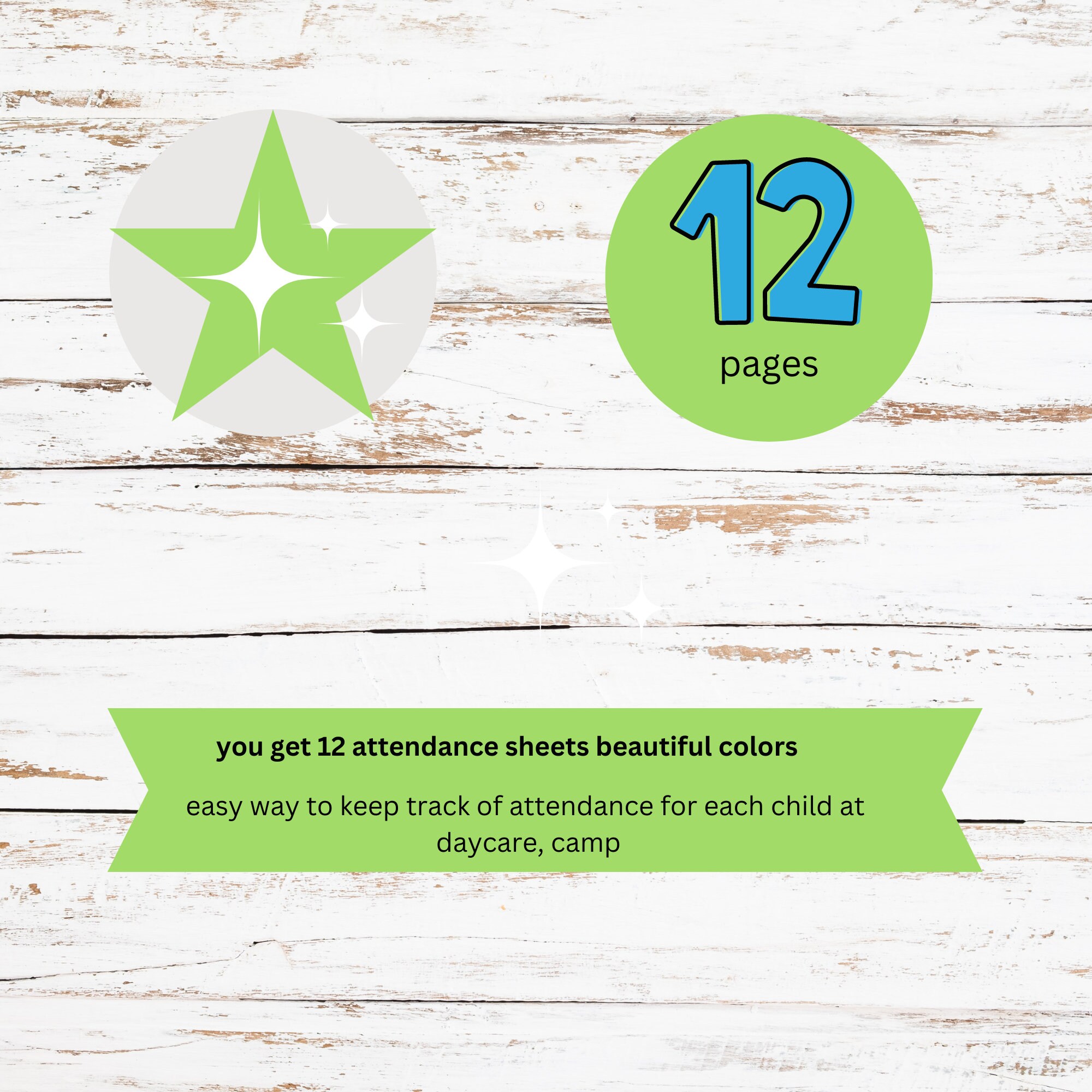 12 Monthly Attendance | for Daycare | Drop in / Pick up | Monday to ...