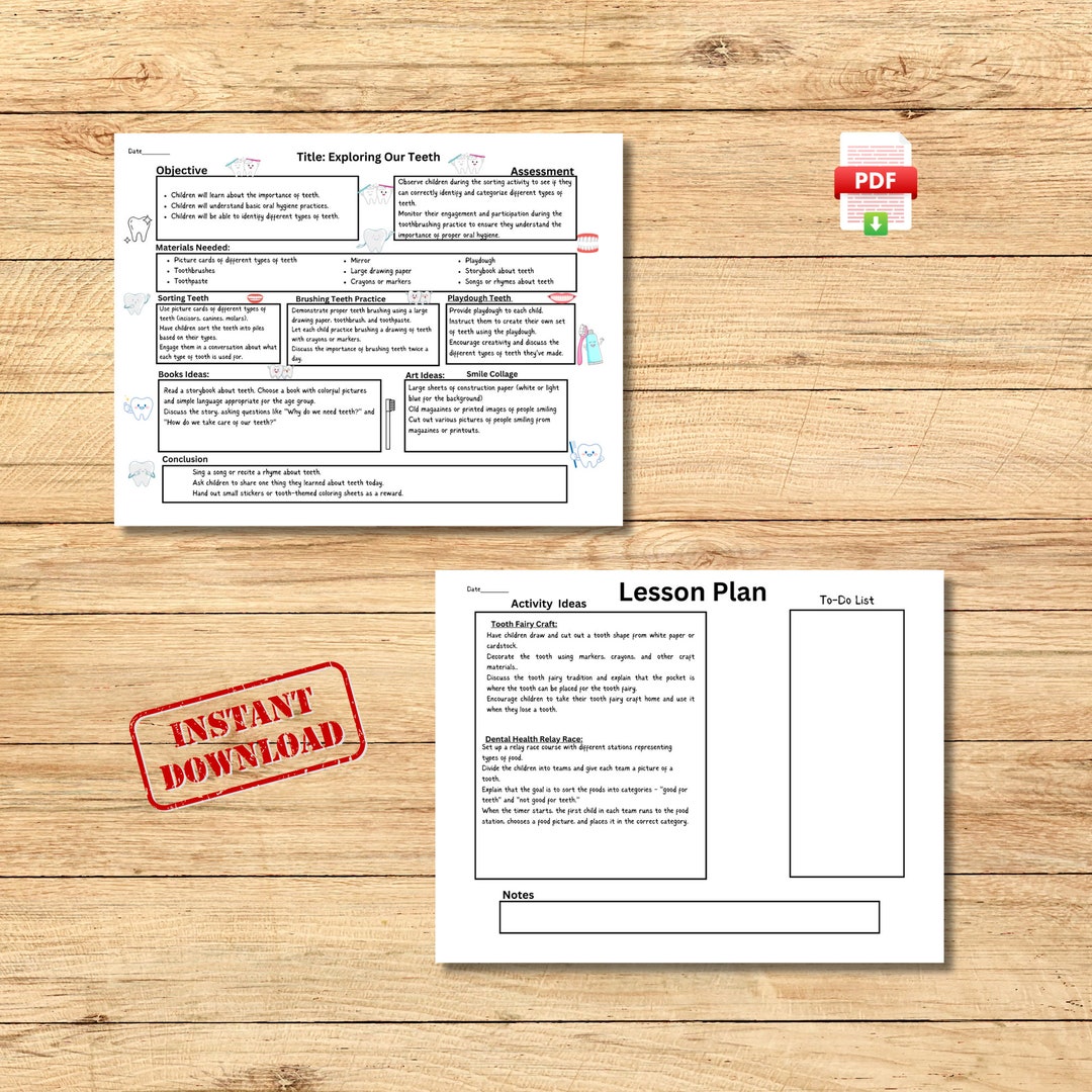 Dental Health Lesson Plan for Ages 2-5 Years Old - Etsy