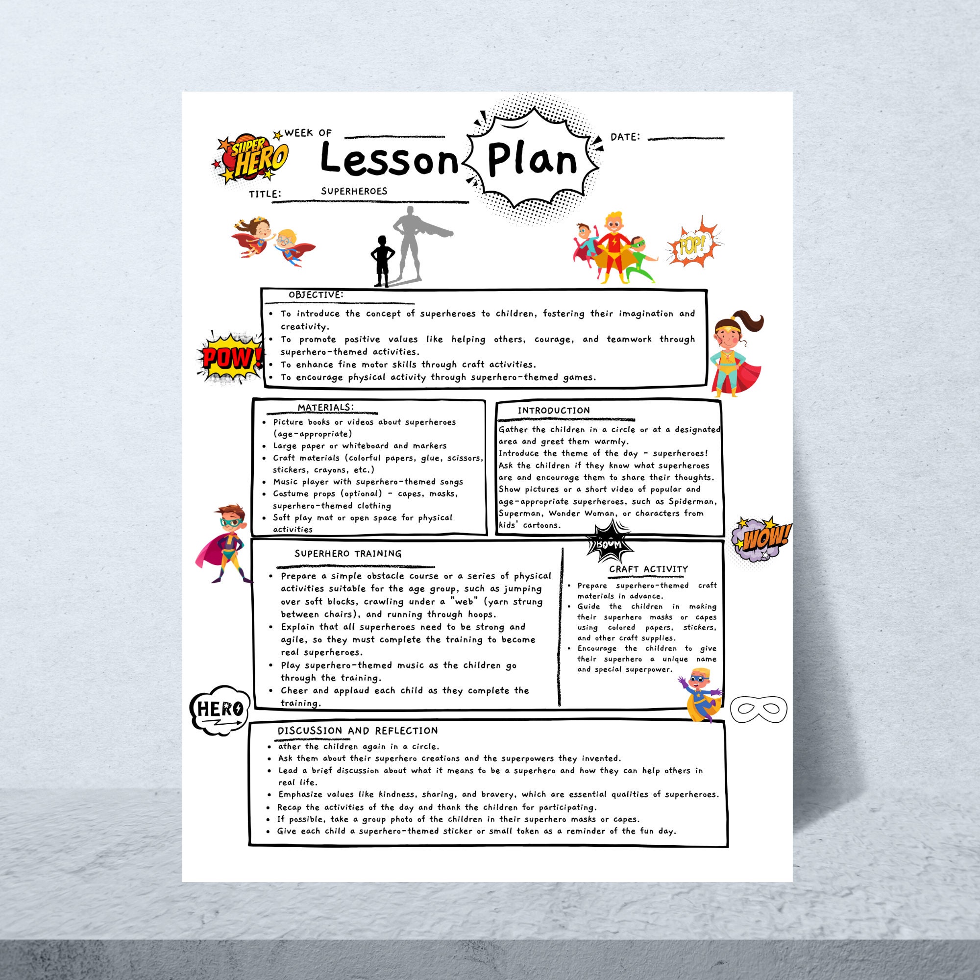 Superheroes Themed Lesson Plan for Preschoolers - Etsy