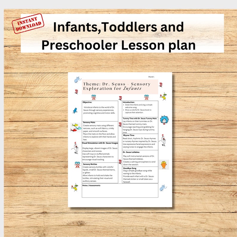 Dr Seuss Bundle Lesson Plan for Infants, Toddlers and Preschoolers - Etsy