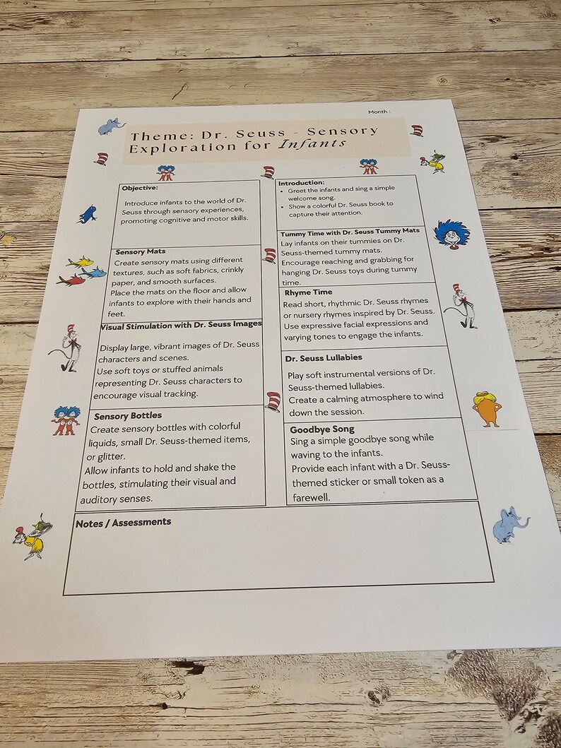 Dr Seuss Lesson Plan for Infants - Etsy
