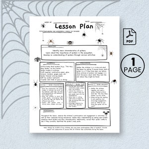Lesson Plan Spider Exploration for Children - Etsy