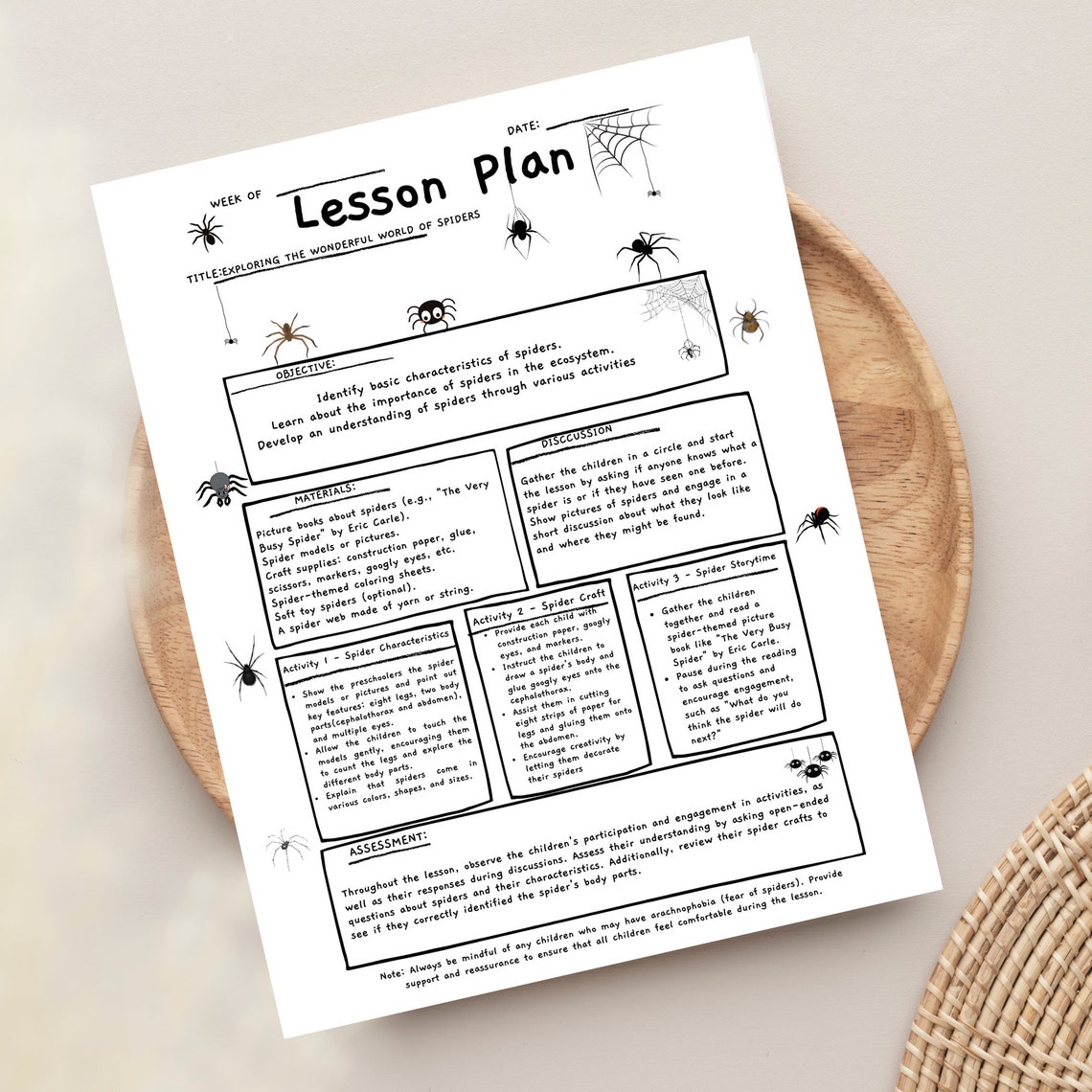 Lesson Plan Spider Exploration for Children - Etsy