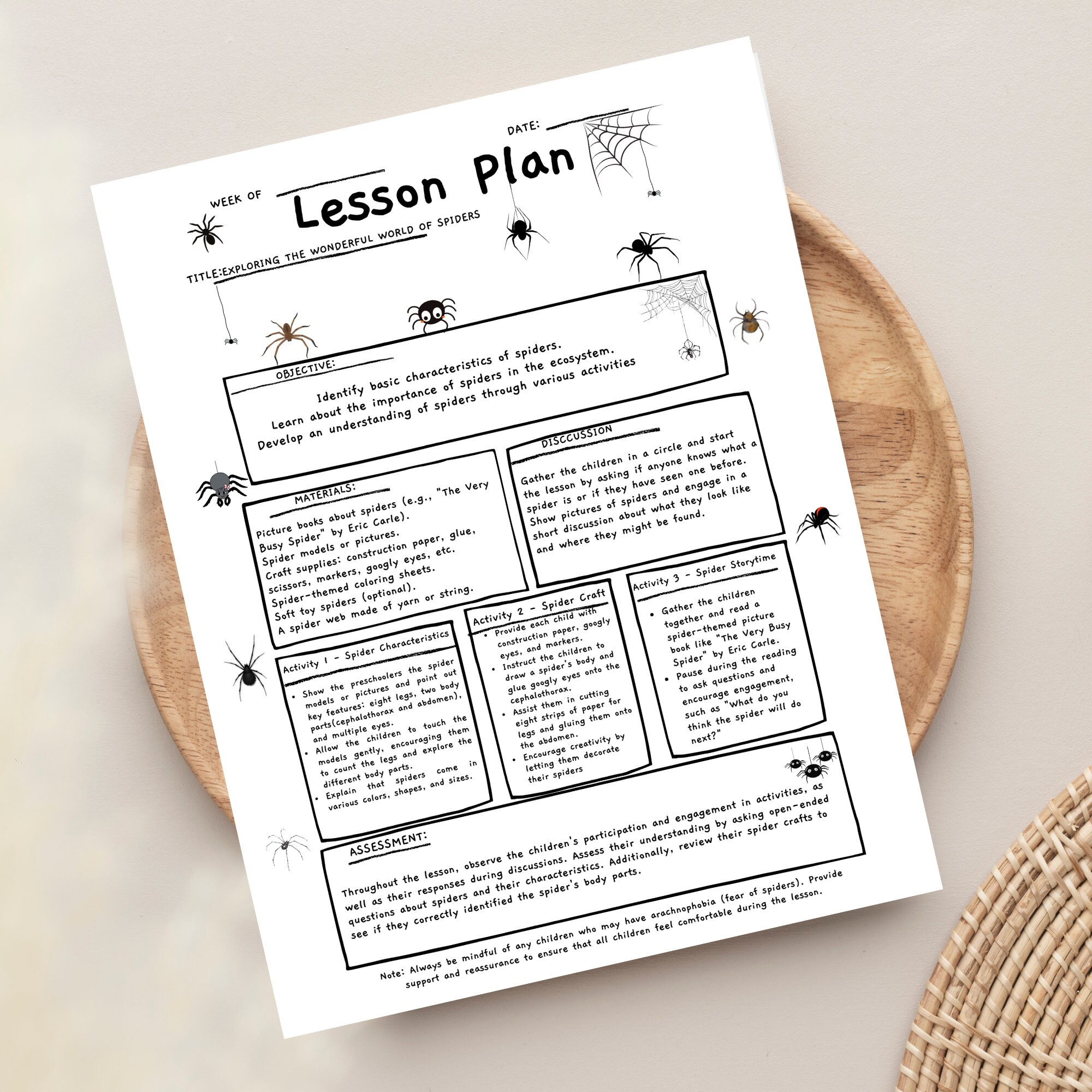 Lesson Plan Spider Exploration for Children - Etsy