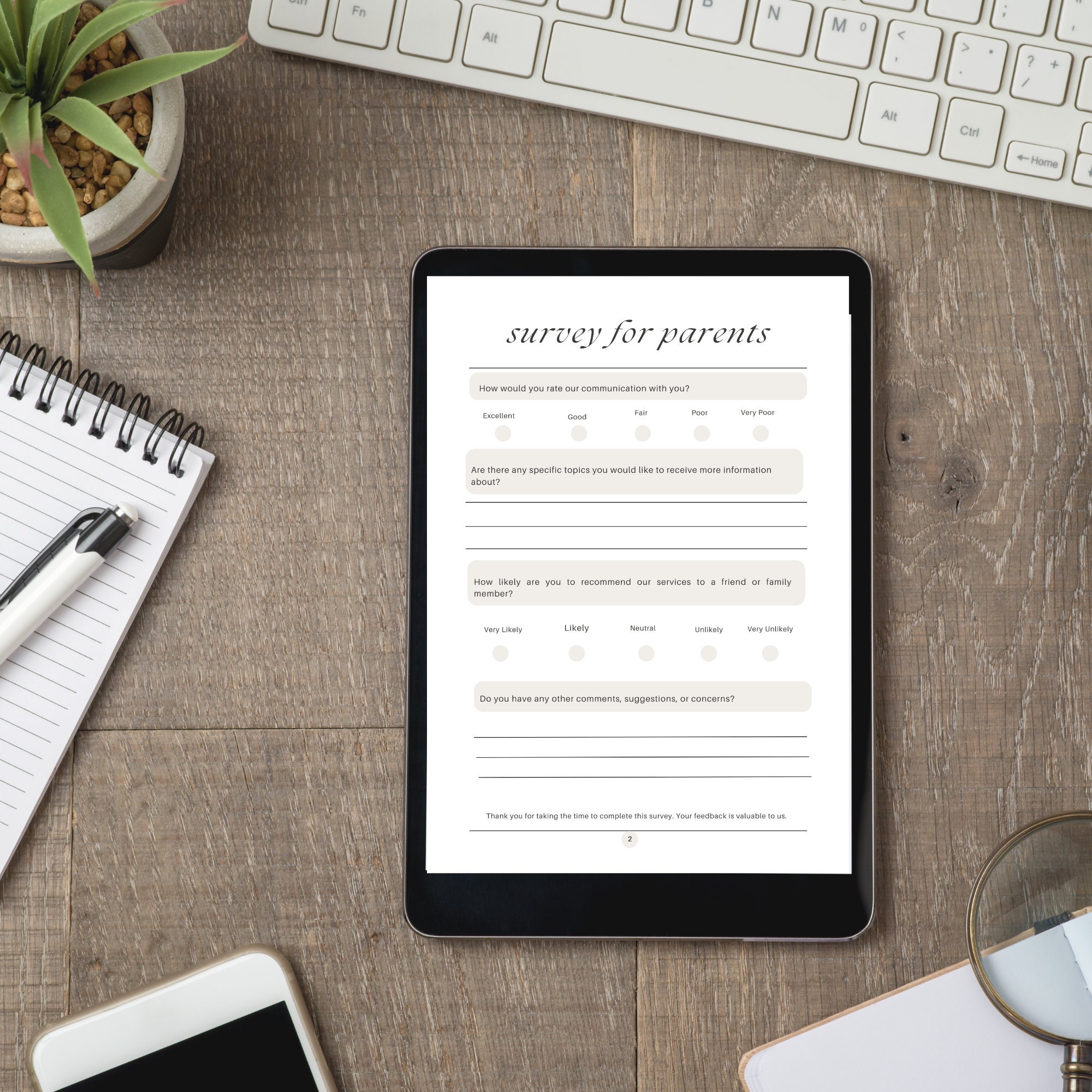 2 Pages | Parent Survey | Used to Make Improvements | Feedback and ...