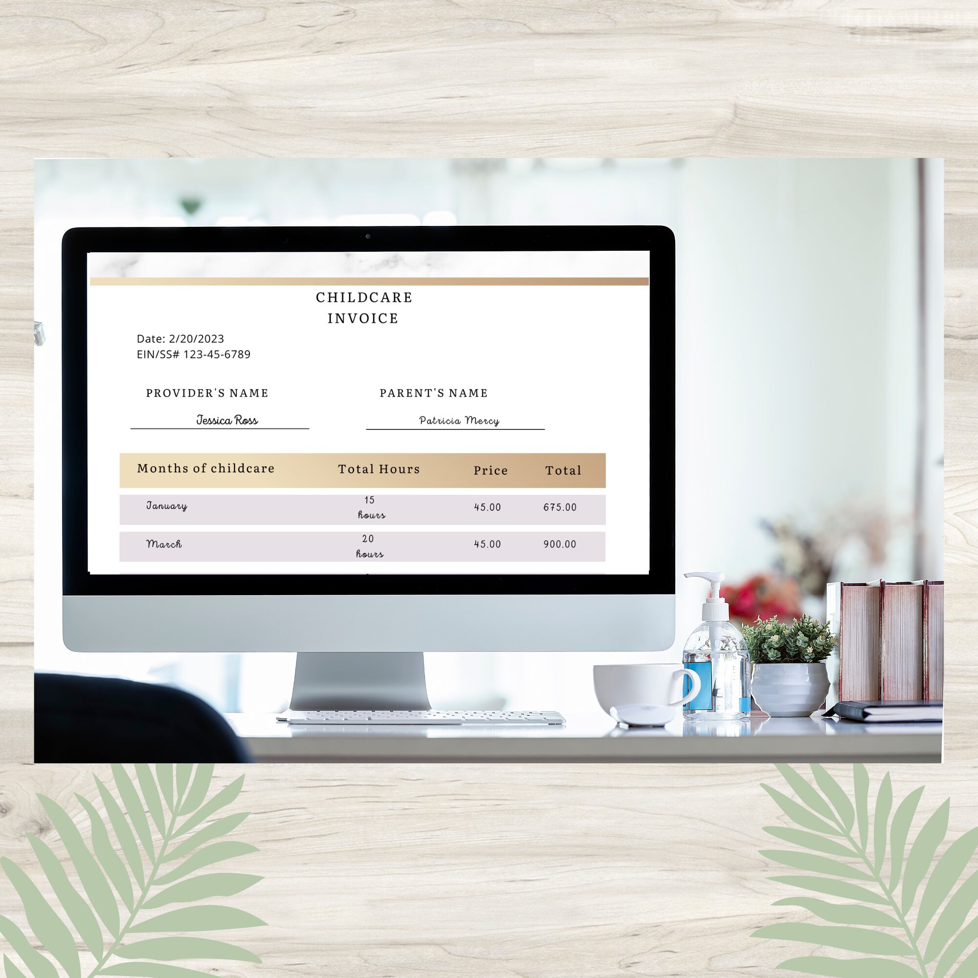 Daycare Tax Statement / End of Year / Tuition Report / for Parents ...