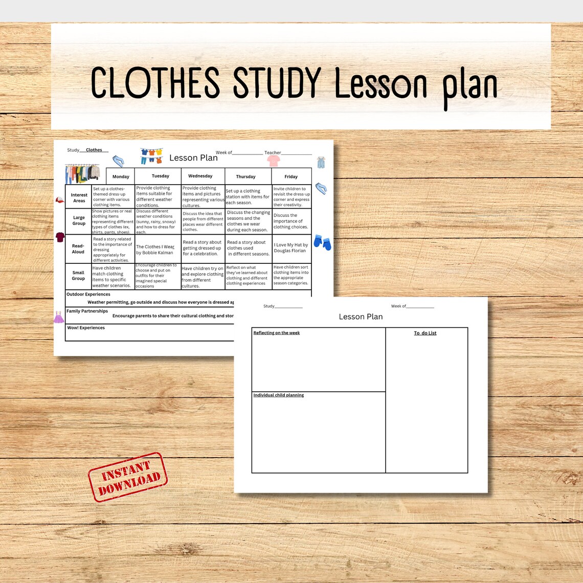 Clothes Study Lesson Plan - Etsy