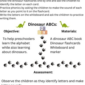 5 Dinosaur Theme Lesson Plan Printable Worksheets, Toddler, Preschool ...