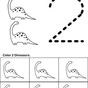 Dinosaurs Number Tracing and Color Practice Printable/preschool/daycare ...