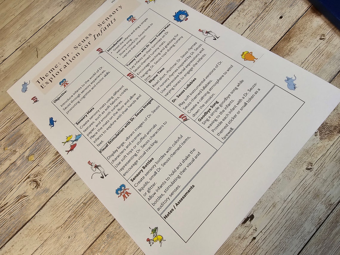 Dr Seuss Lesson Plan for Infants - Etsy