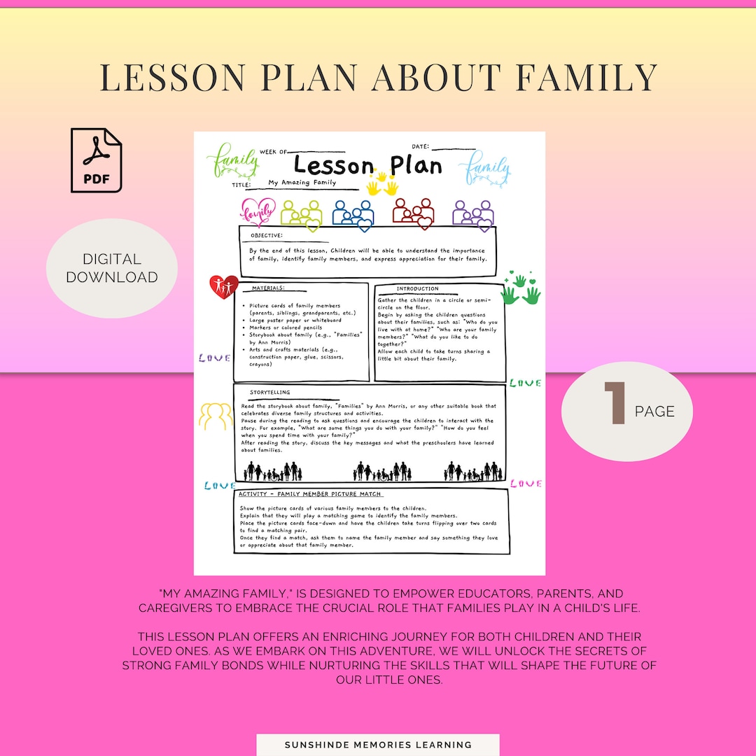 A Lesson Plan About Family - Etsy