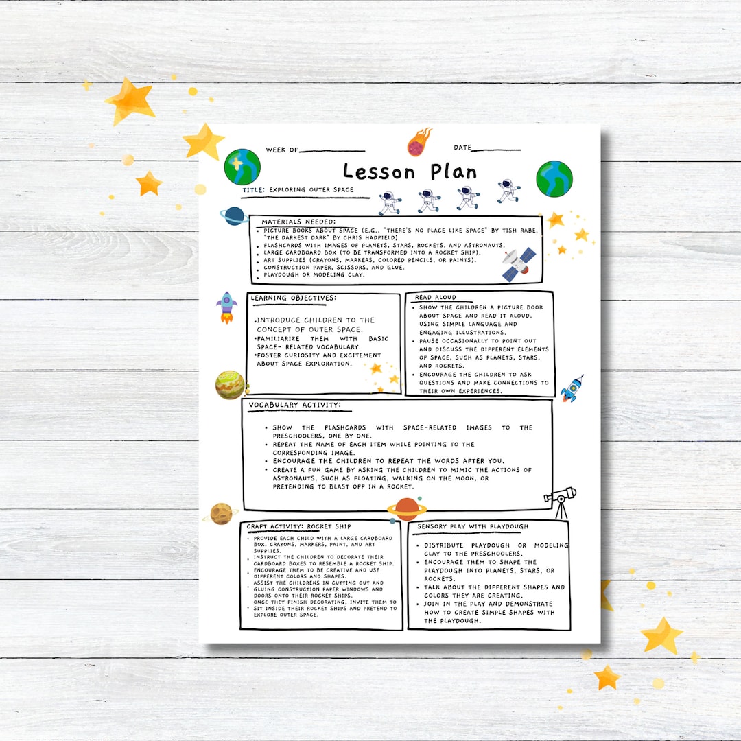 Outer Space Lesson Plan for Preschoolers - Etsy UK