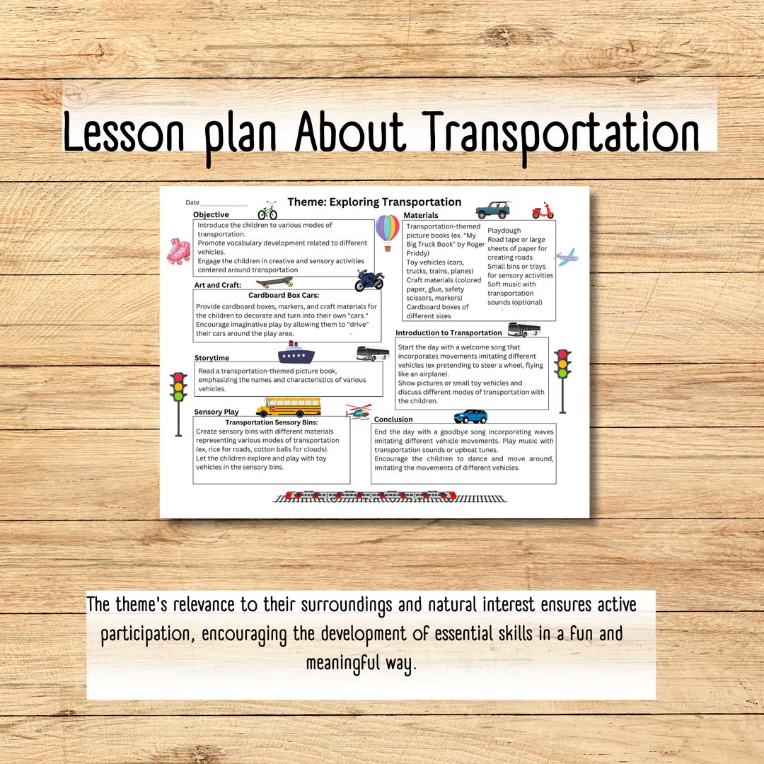 Transportation Lesson Plan for Ages 2-5 - Etsy