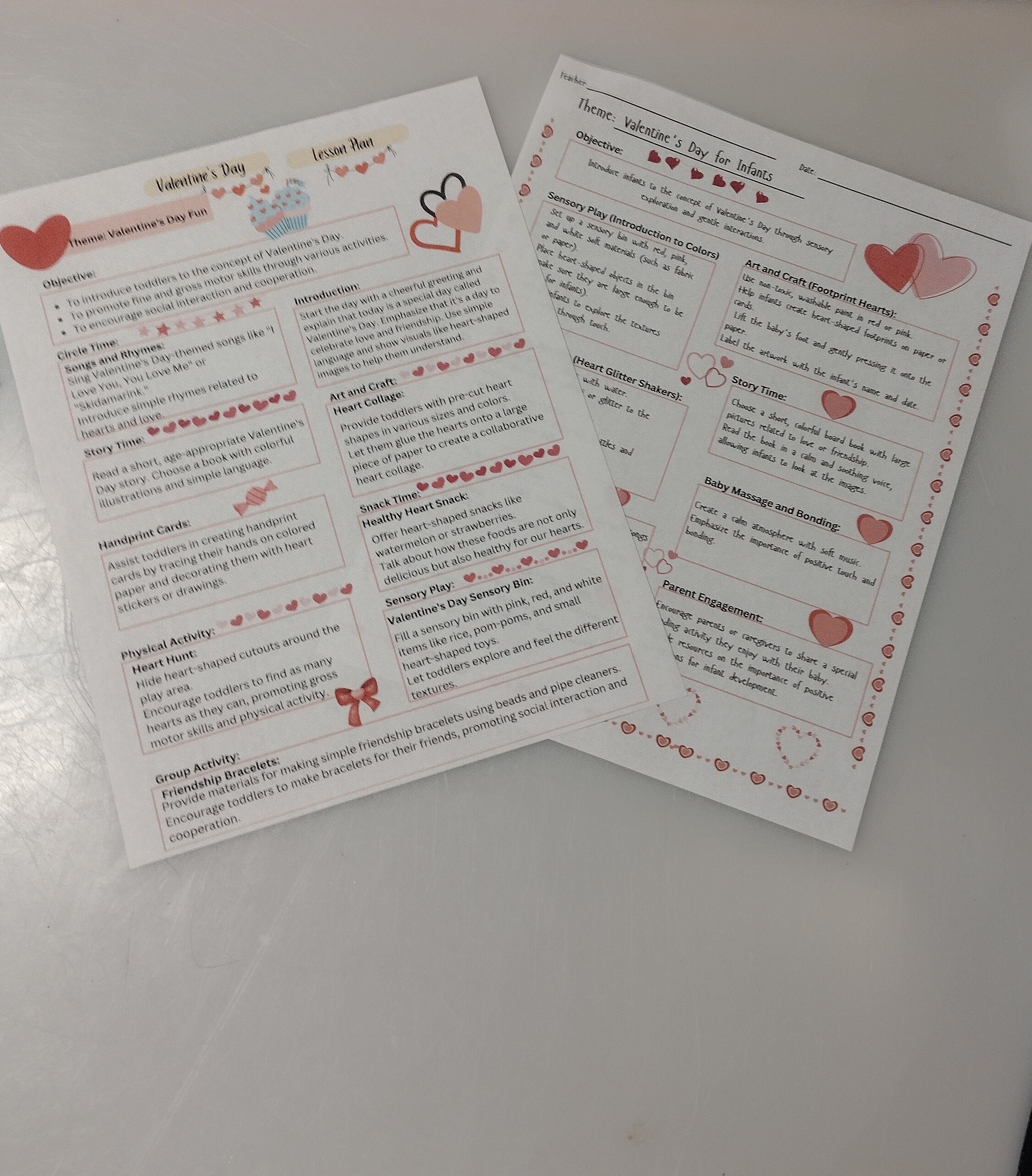 Valentine's Day Themed Lesson Plan for Infants and Toddlers - Etsy