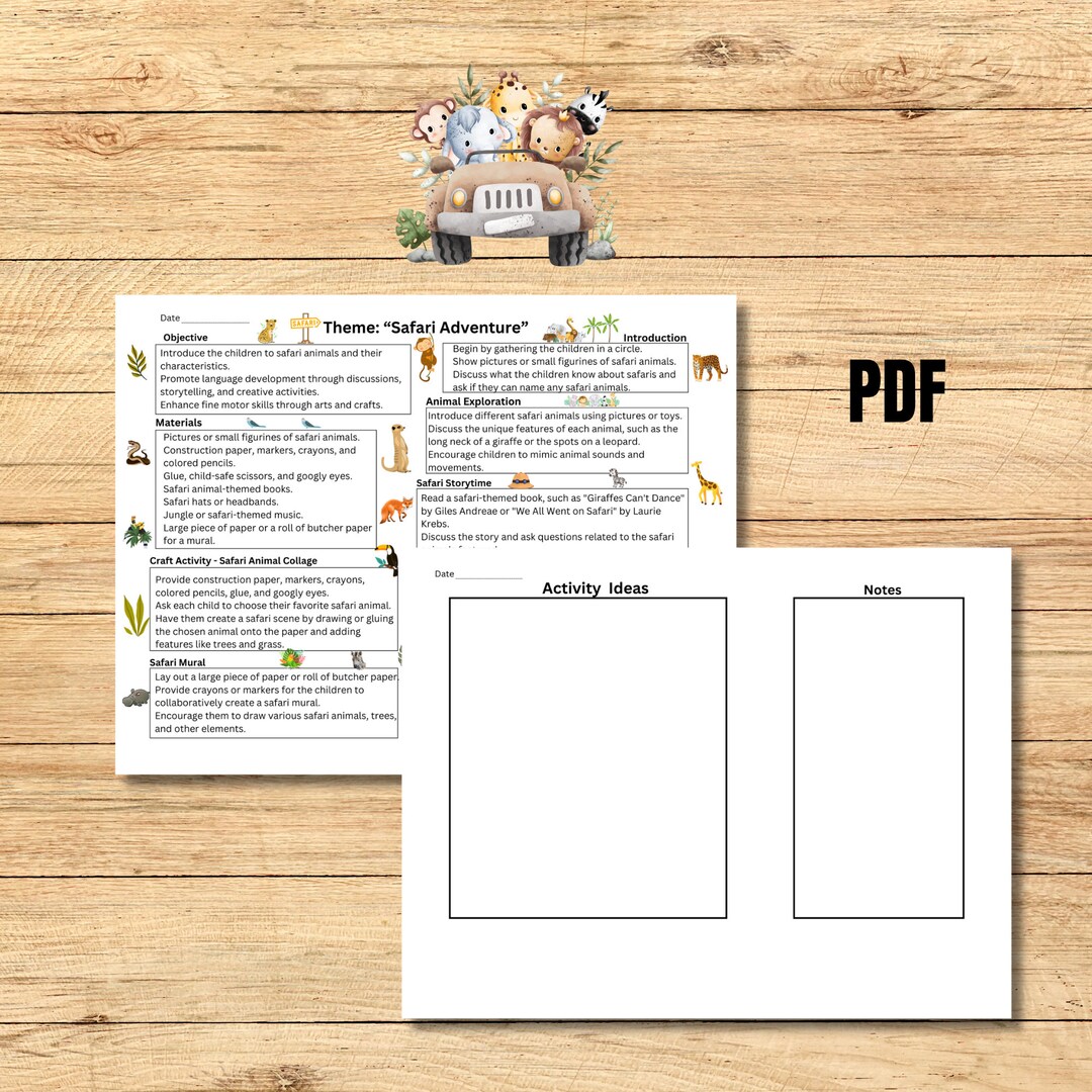 Safari Themed Lesson Plan - Etsy